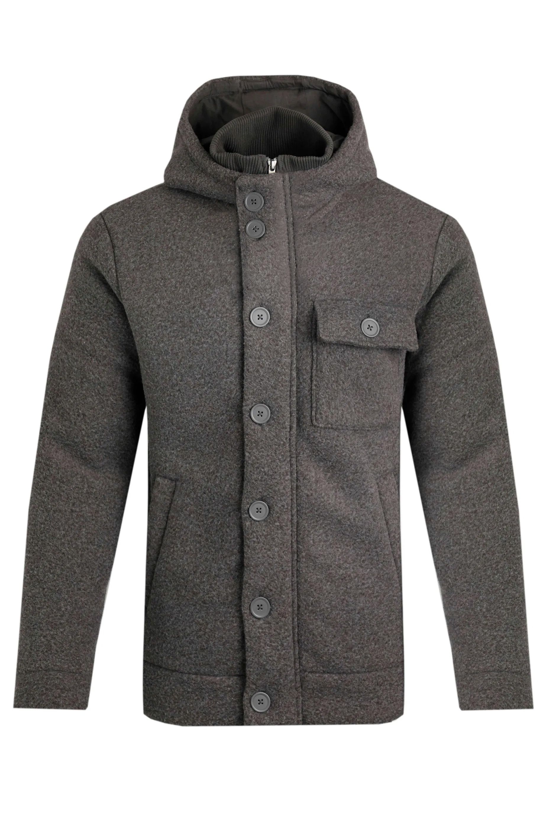 Fairfield Button Front Fleece Jacket Dark Grey | Weird Fish