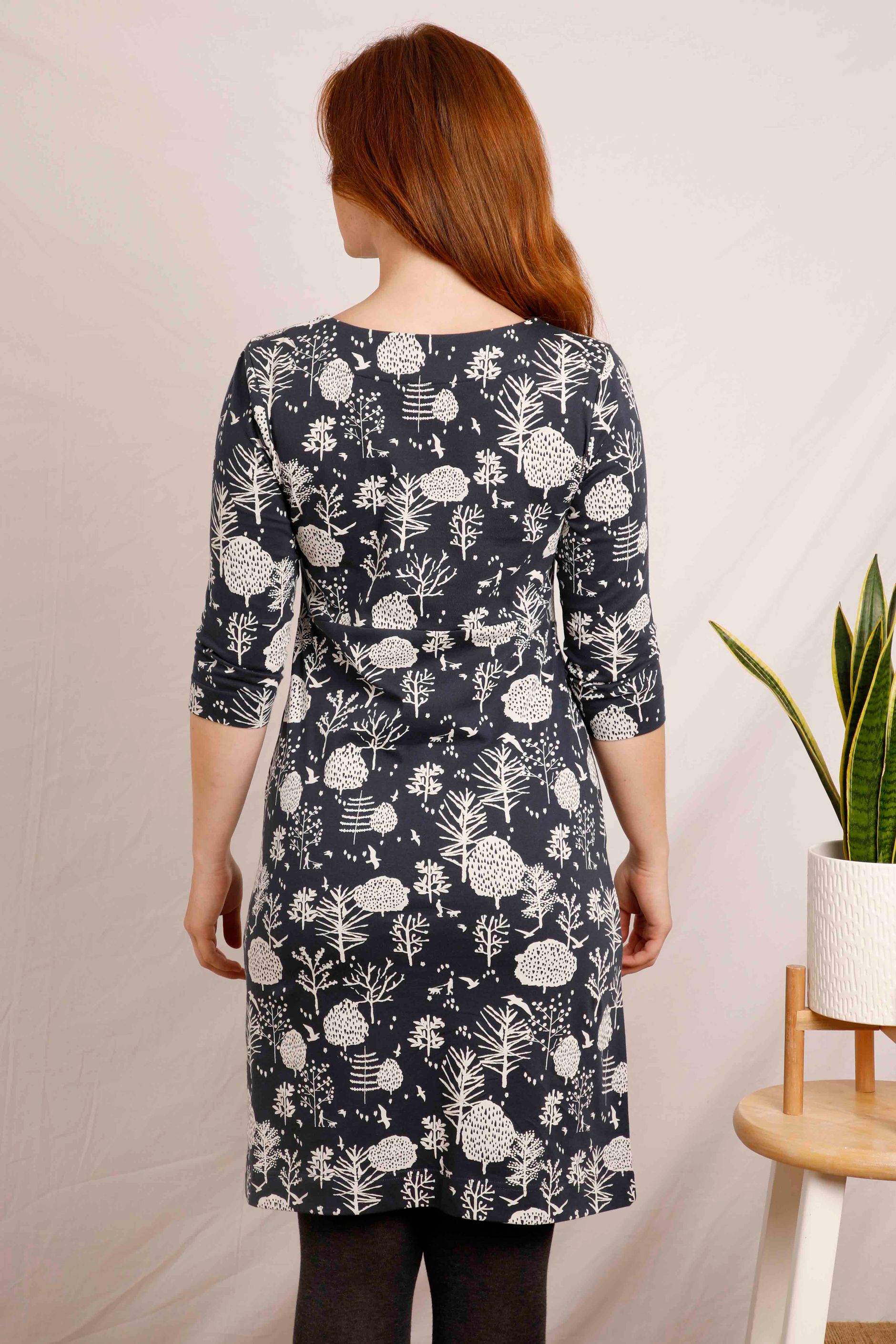 Starshine Organic Jersey Dress Navy Blue | Weird Fish