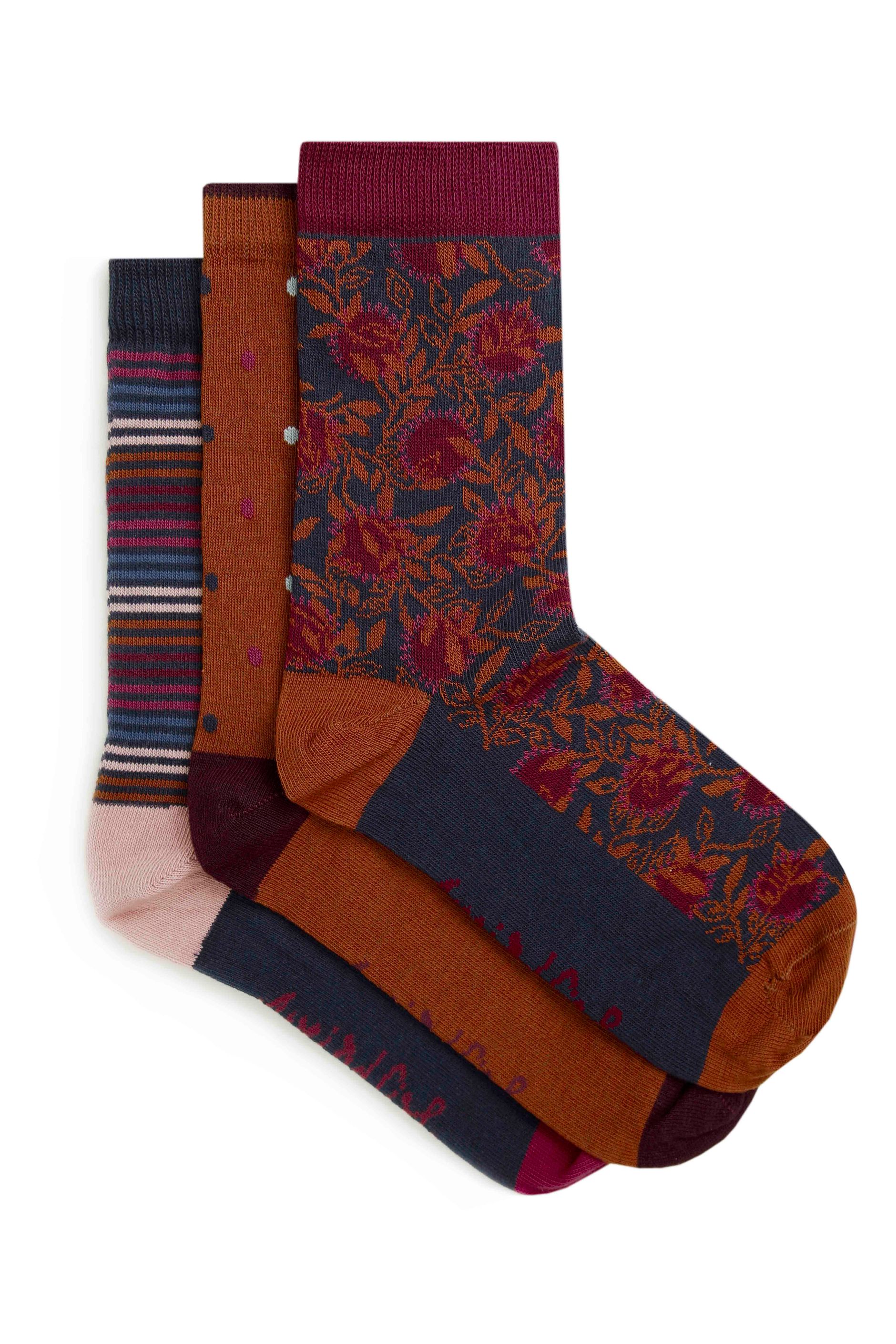 Parade Patterned Socks 3 Pack Mulberry | Weird Fish