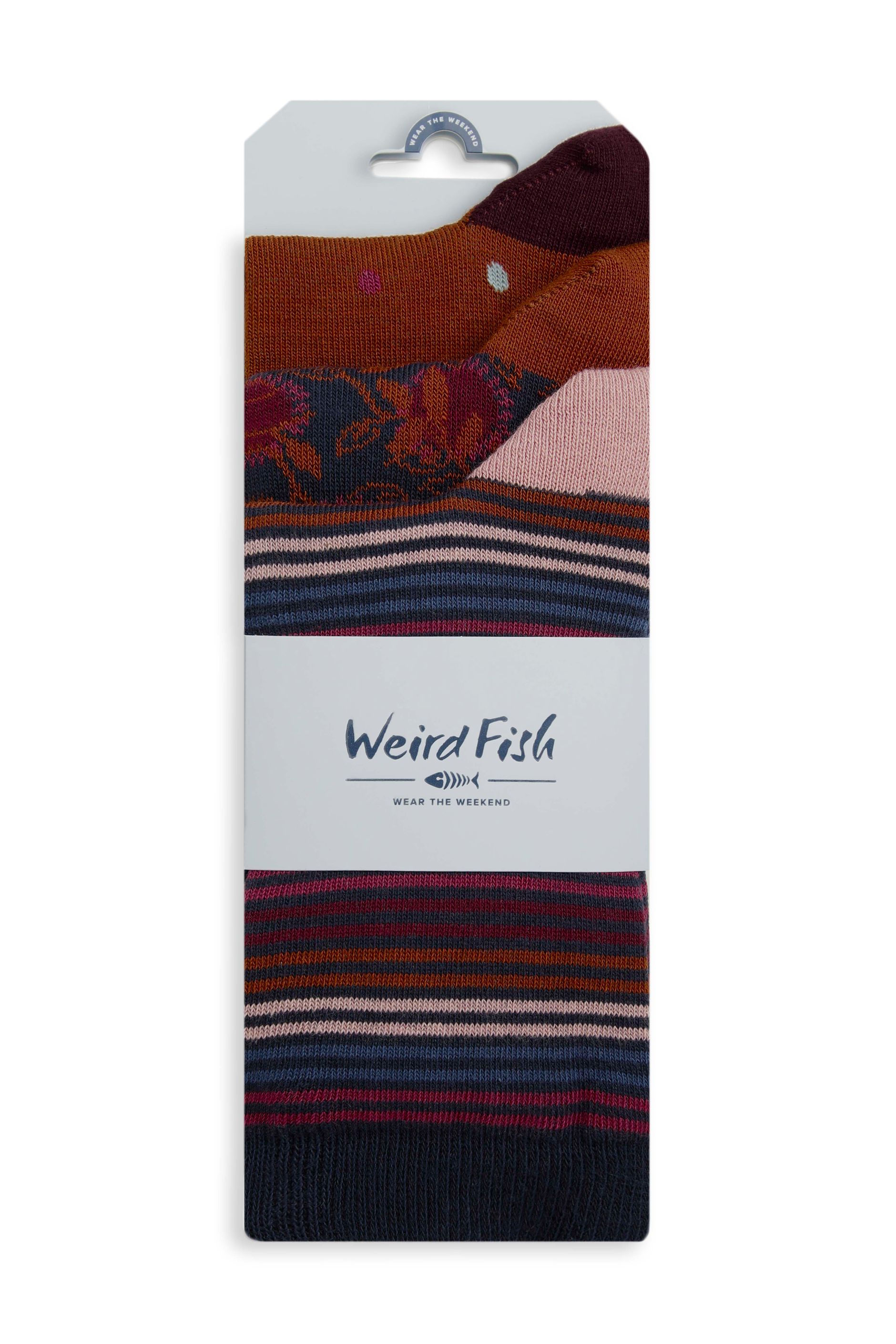 Parade Patterned Socks 3 Pack Mulberry | Weird Fish
