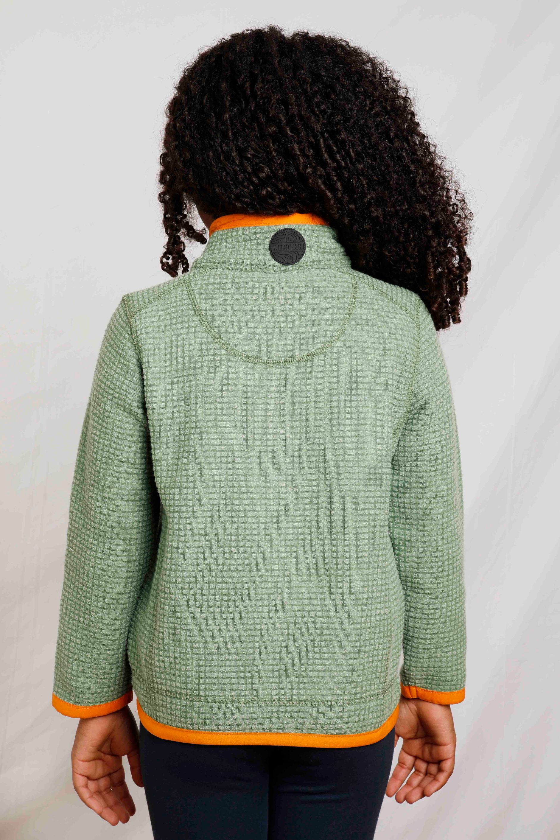Archie Unisex Eco 1/4 Zip Grid Fleece Green | Weird Fish