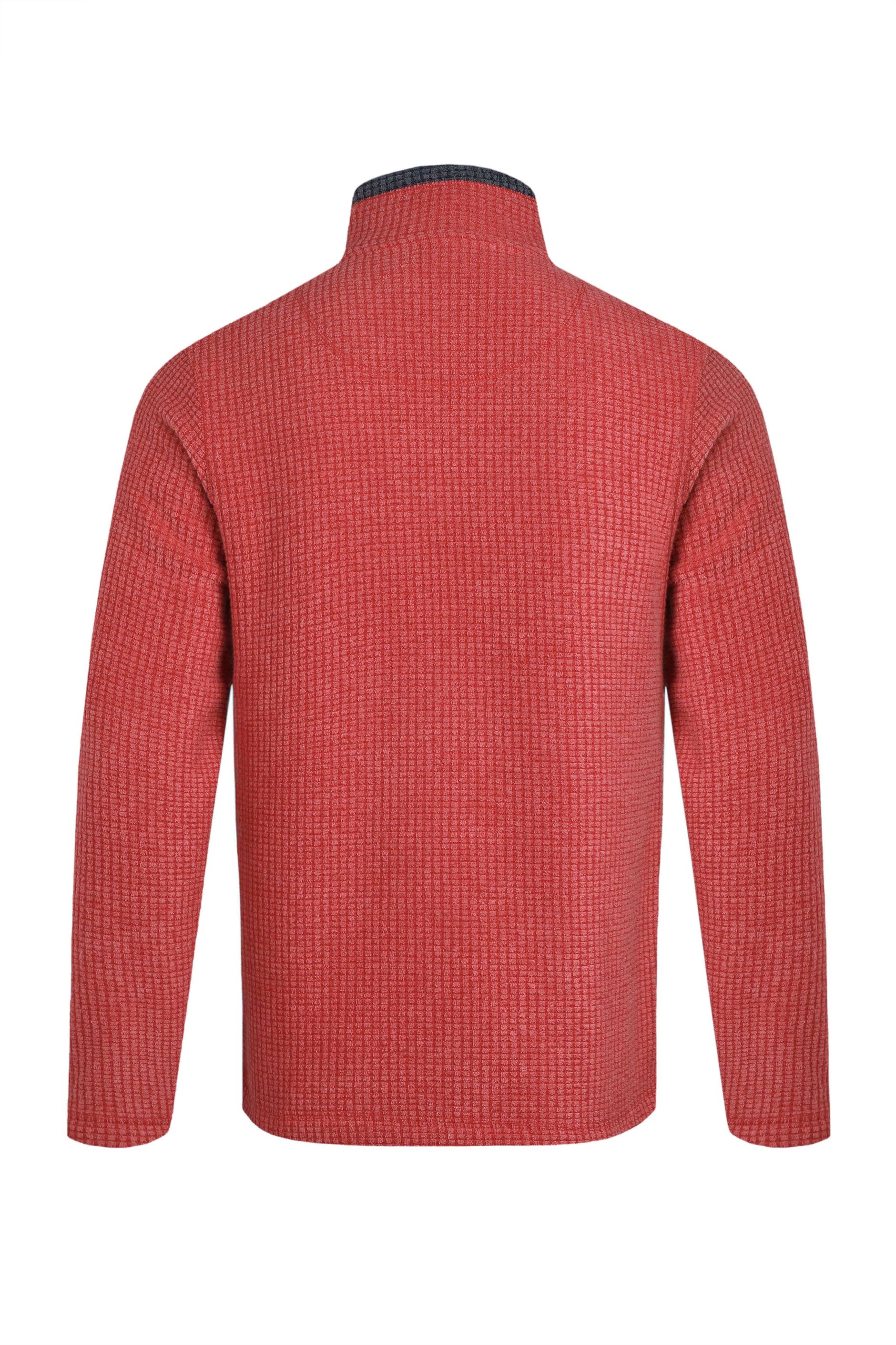Newark Eco 1/4 Zip Grid Fleece Barberry Red Marl | Weird Fish