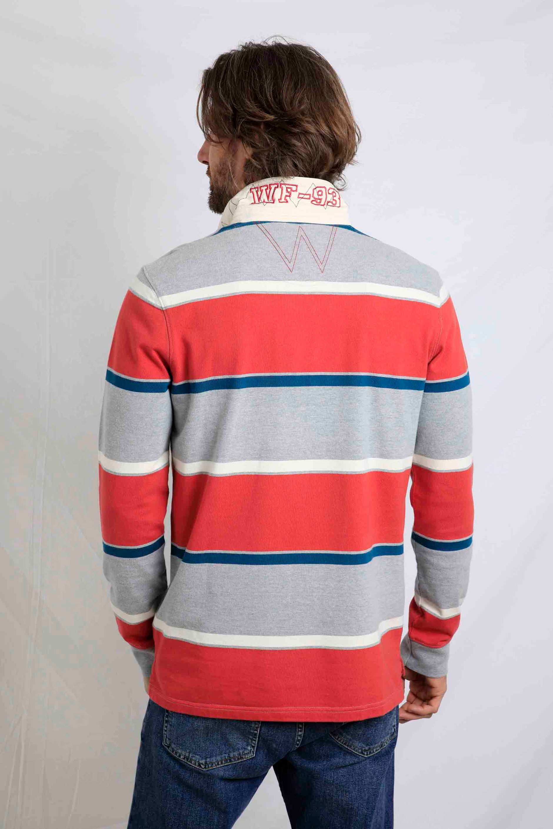 Laxton Organic Long Sleeve Stripe Rugby Baked Apple | Weird Fish