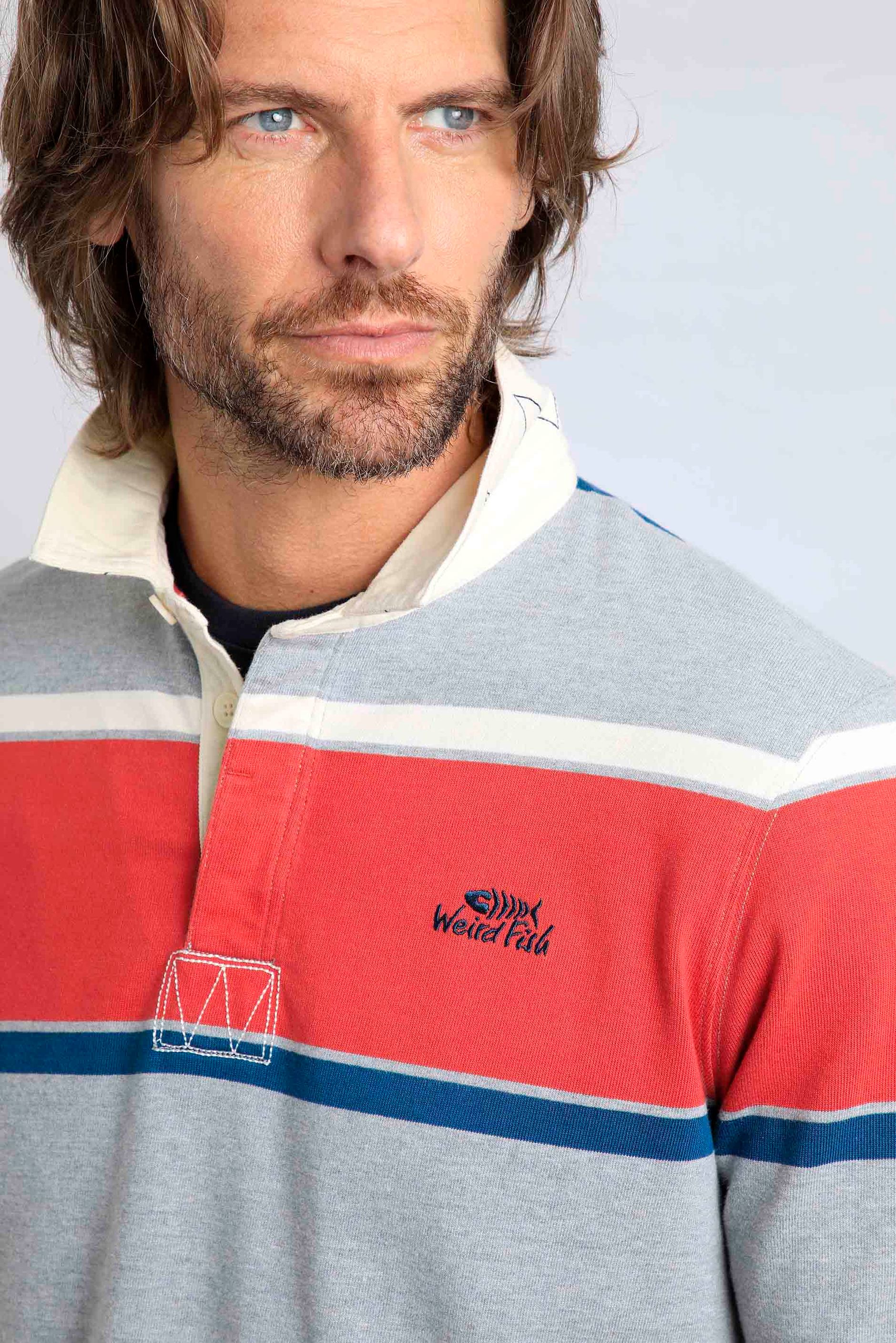 Laxton Organic Long Sleeve Stripe Rugby Baked Apple | Weird Fish