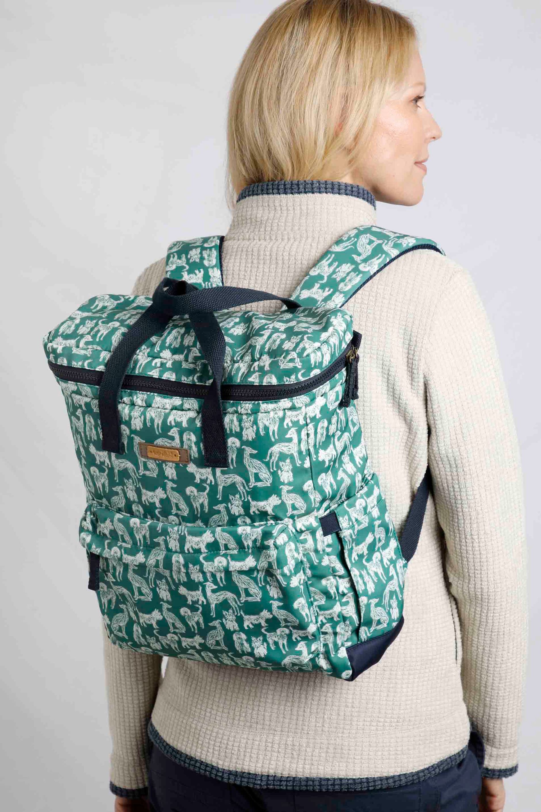 Nahla Printed Nylon Backpack Dark Jade | Weird Fish