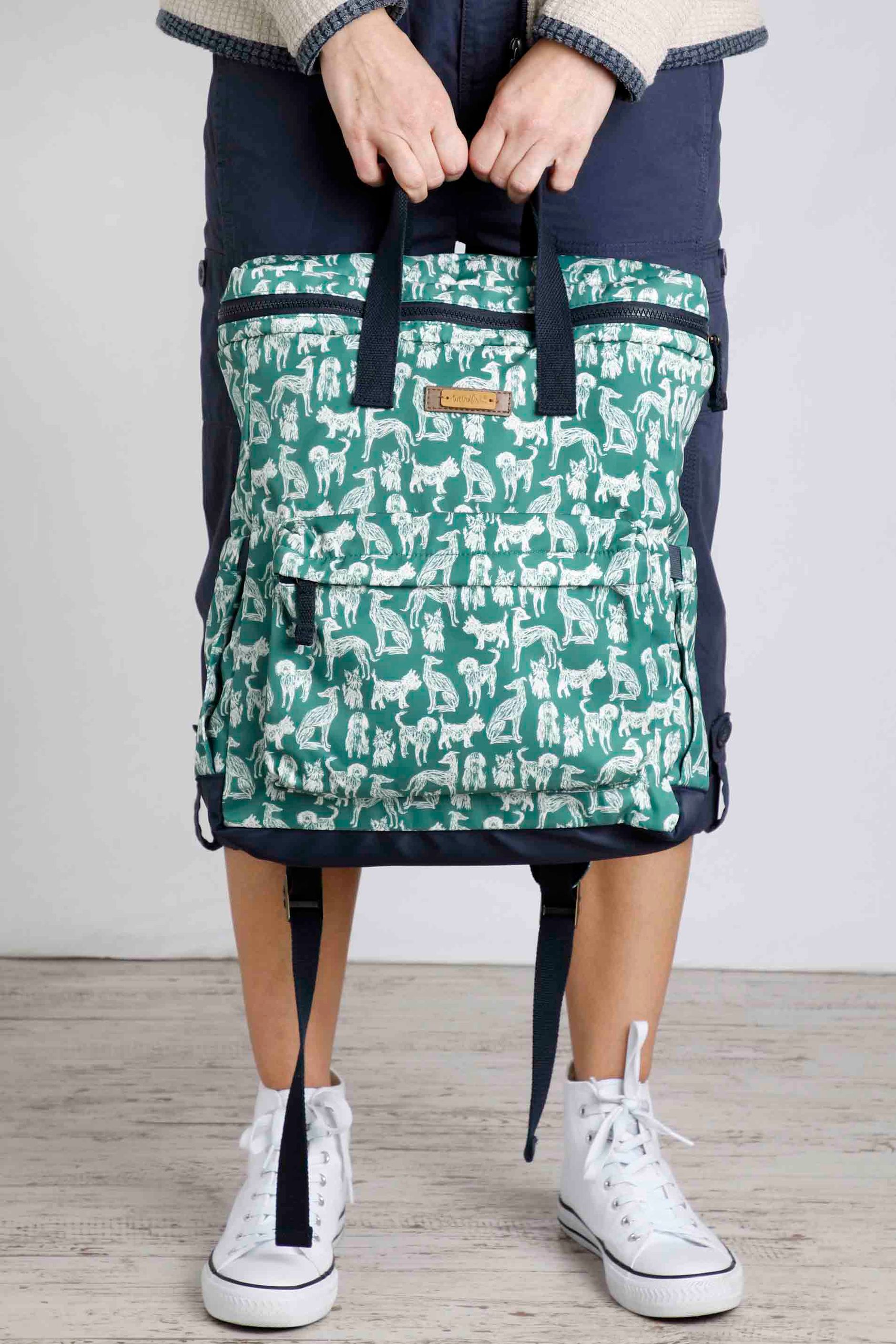 Nahla Printed Nylon Backpack Dark Jade | Weird Fish