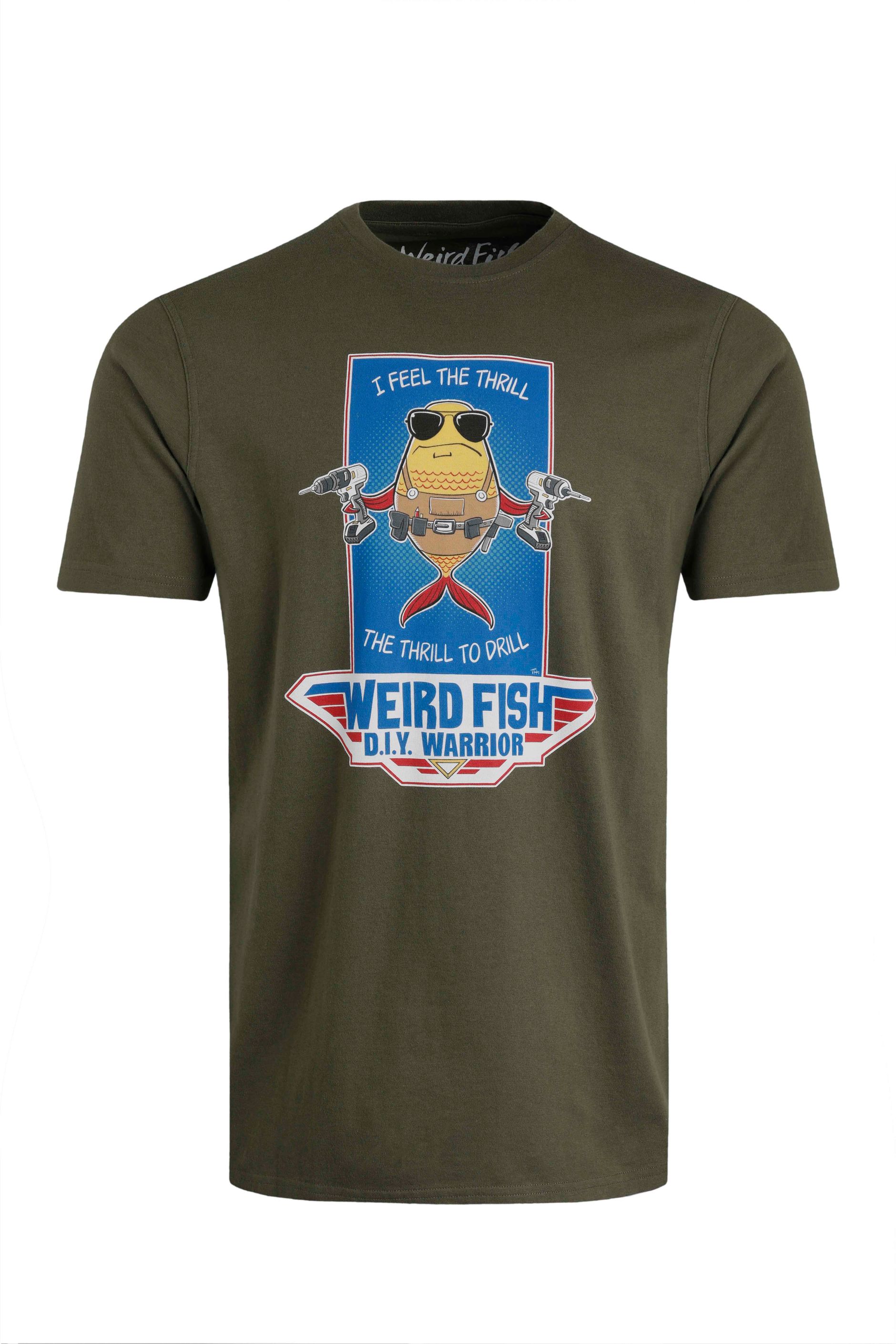 Diy Warrior Front Print Artist T-Shirt Deep Lichen Green | Weird Fish