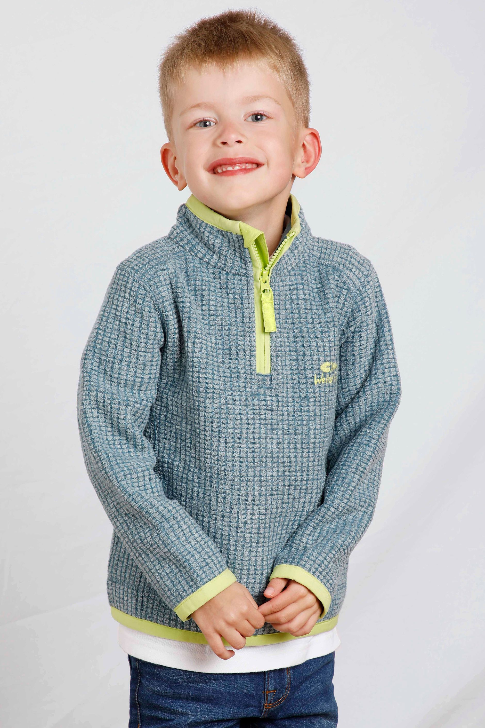 Archie Unisex Eco 1/4 Zip Grid Fleece Uniform Blue | Weird Fish