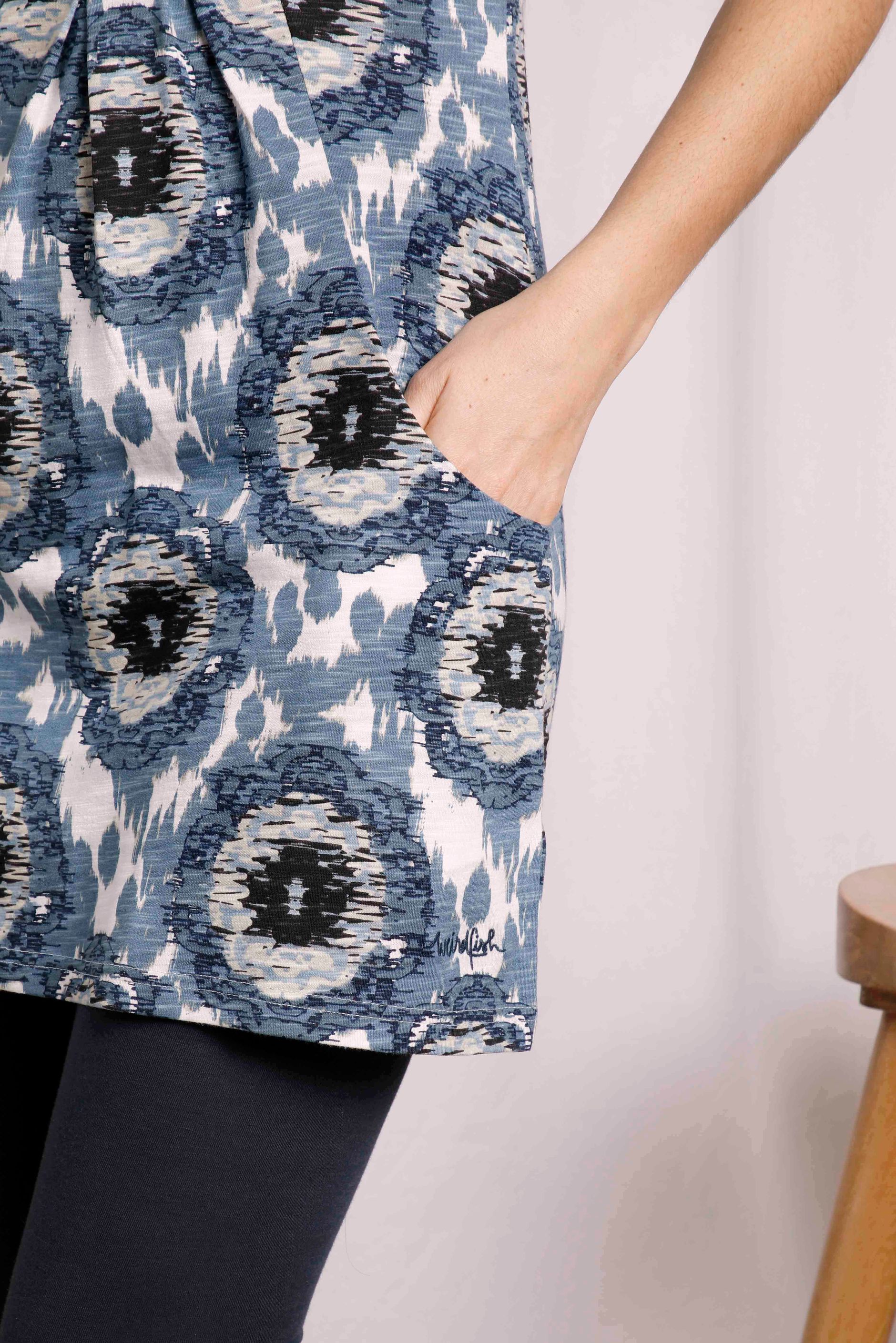 Indus Printed Jersey Tunic Pale Denim | Weird Fish