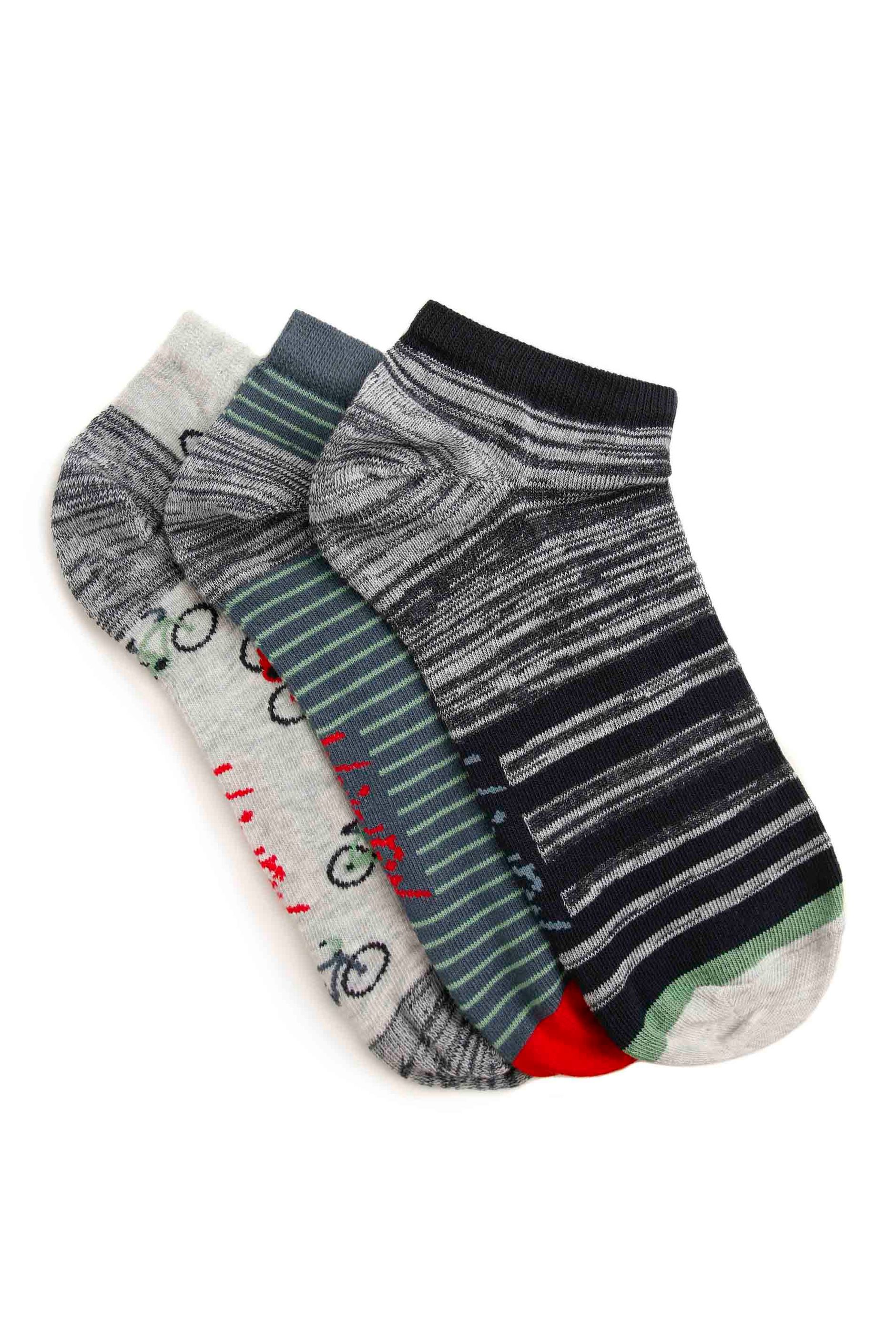 Rolph Trainer Socks 3 Pack Grey Marl | Weird Fish