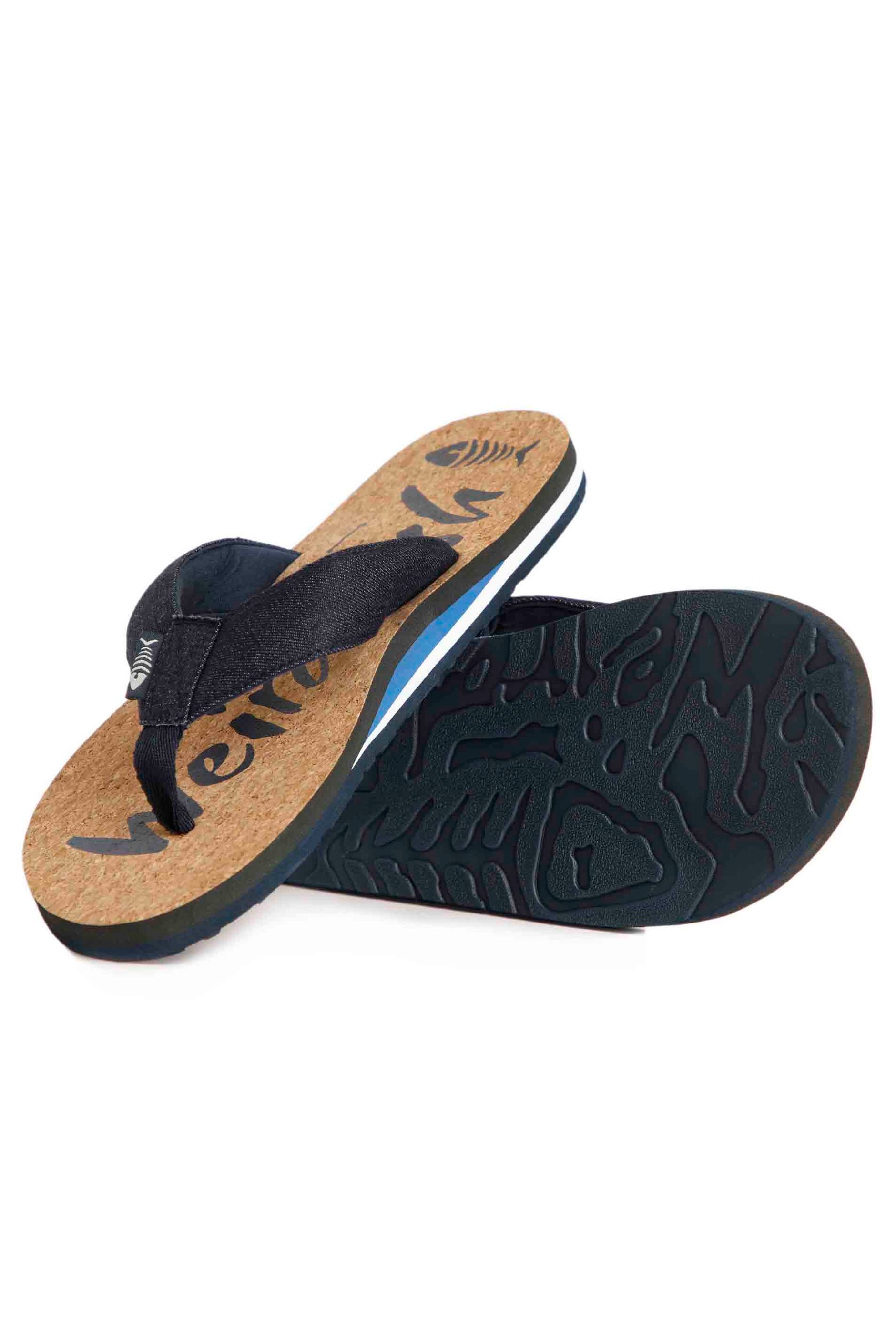 Corkham Cork Effect Flip Flop Denim | Weird Fish