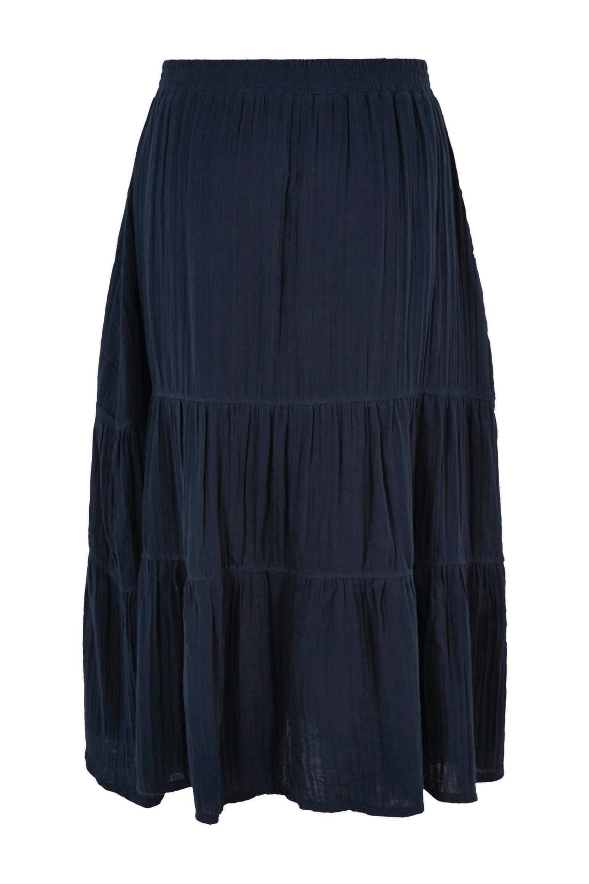 Lathika Organic Cotton Tiered Midi Skirt Navy | Weird Fish