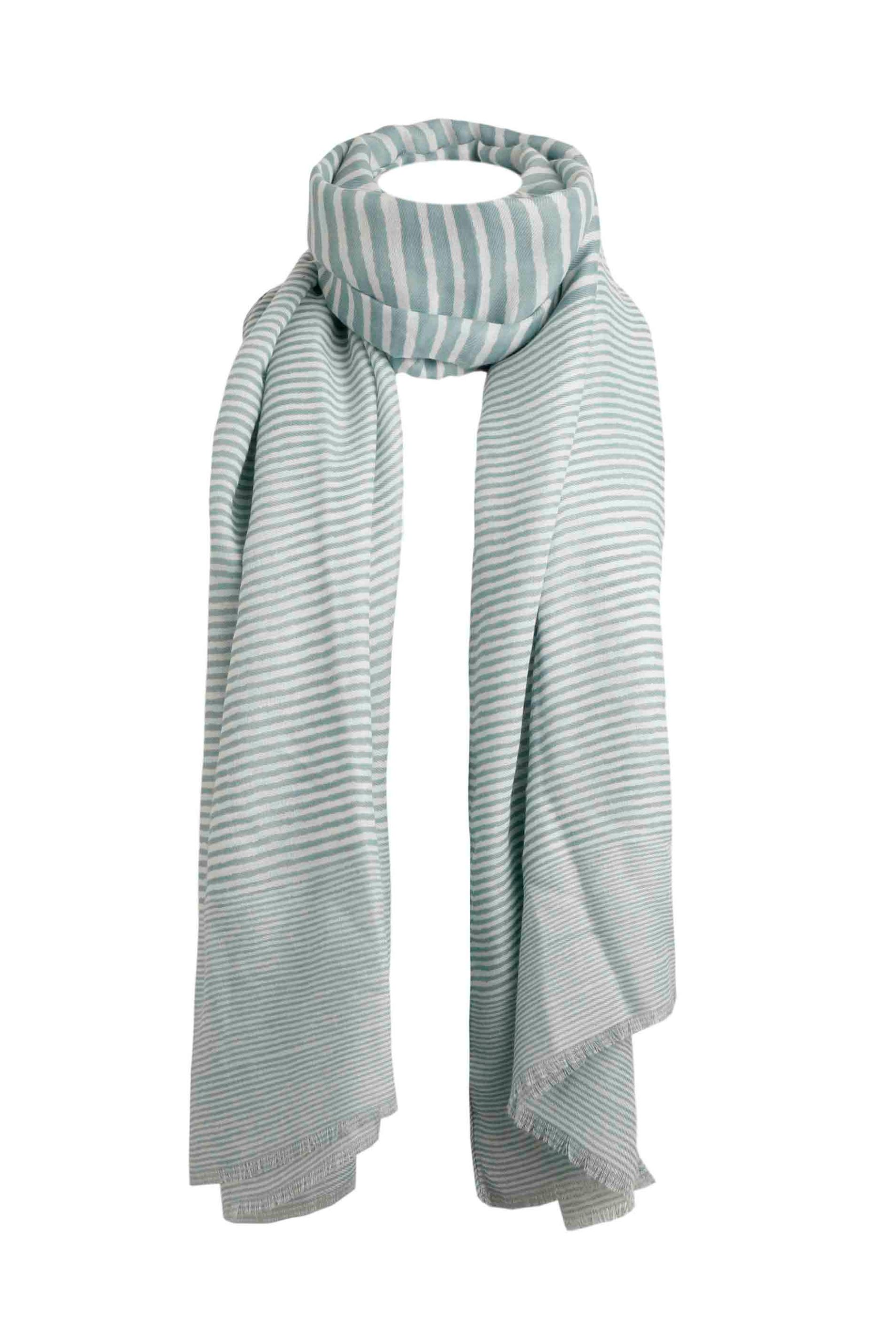 Salma Recycled Striped Scarf Blue Surf | Weird Fish