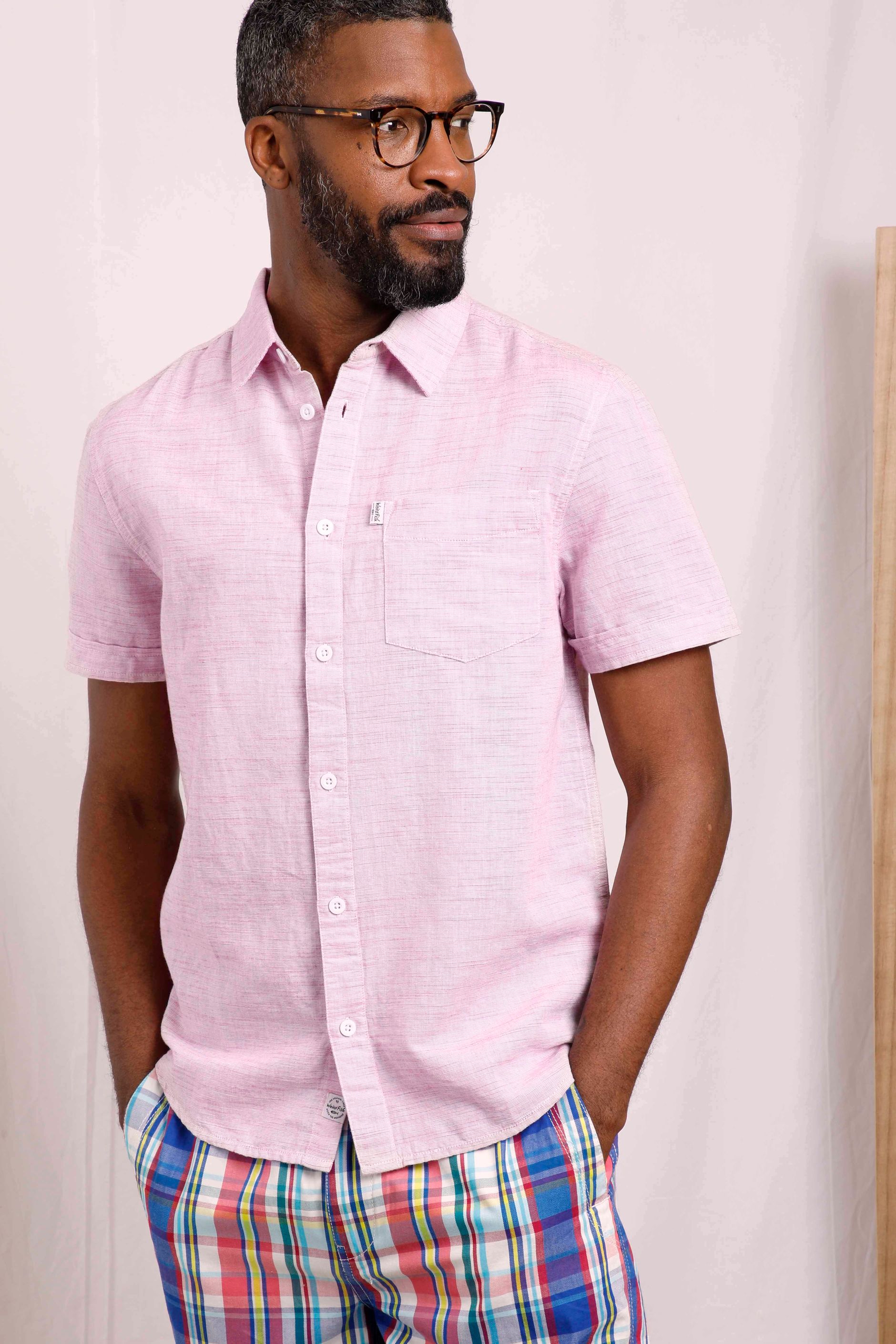 Washton Linen Rich Short Sleeve Shirt Poppy | Weird Fish