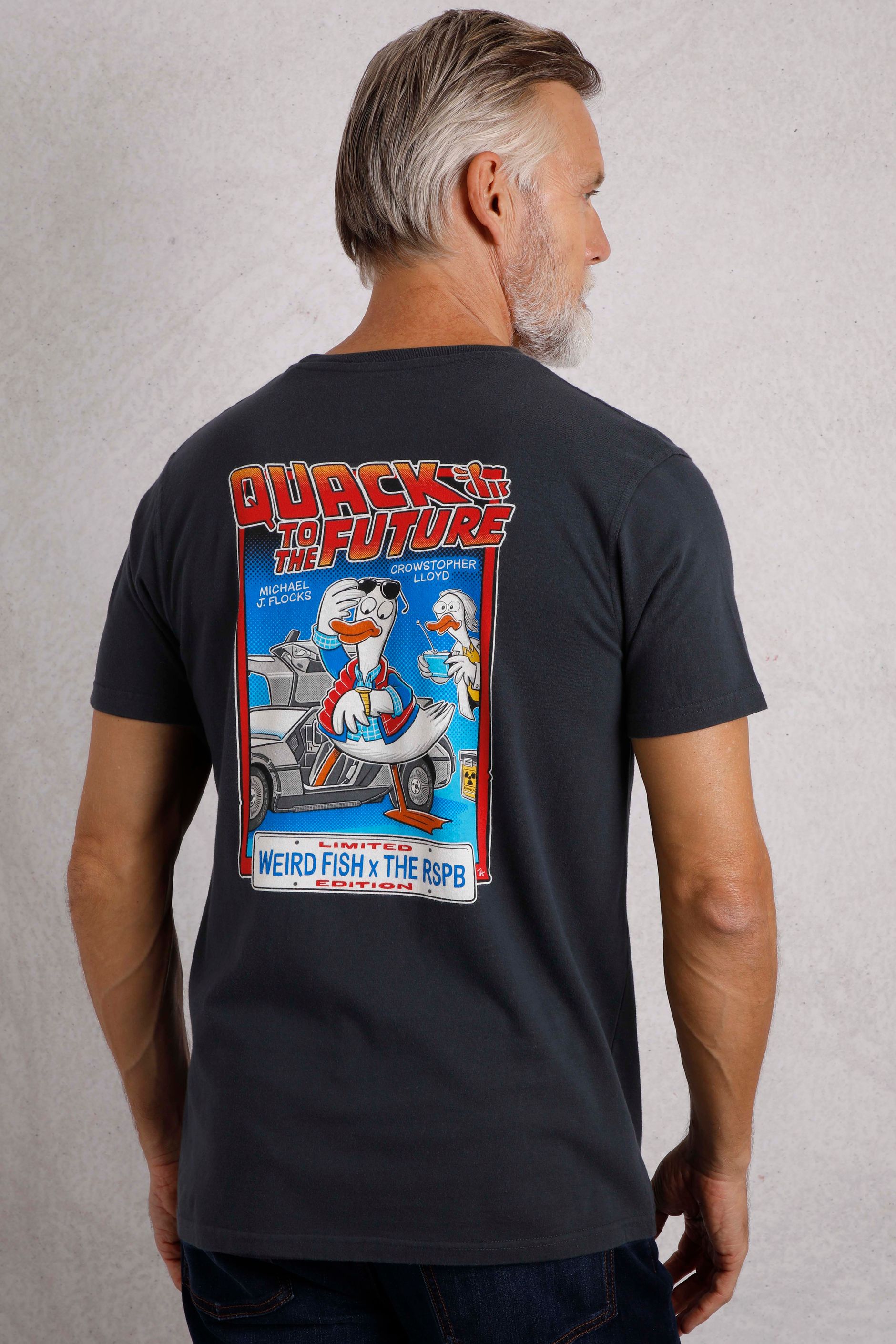 Quack to the Future RSPB Collaboration Artist T-Shirt Navy | Weird Fish