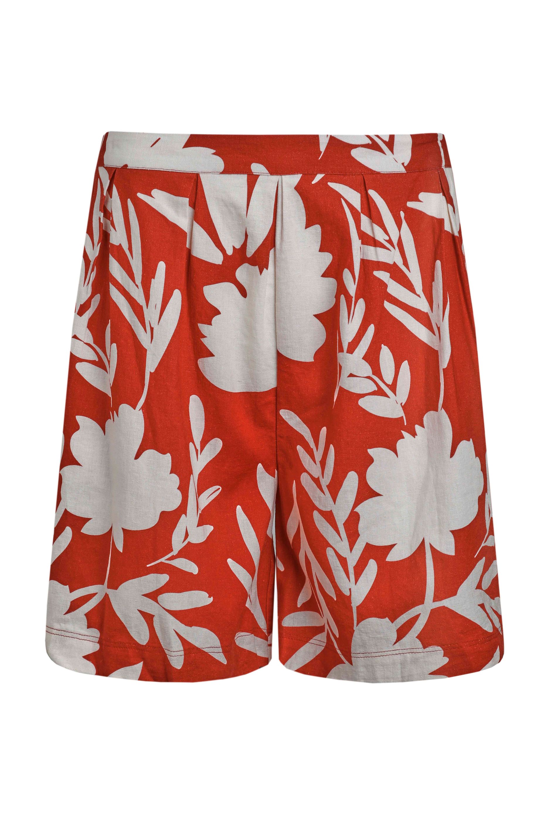 Aloha Linen Rich Printed Shorts Radical Red | Weird Fish