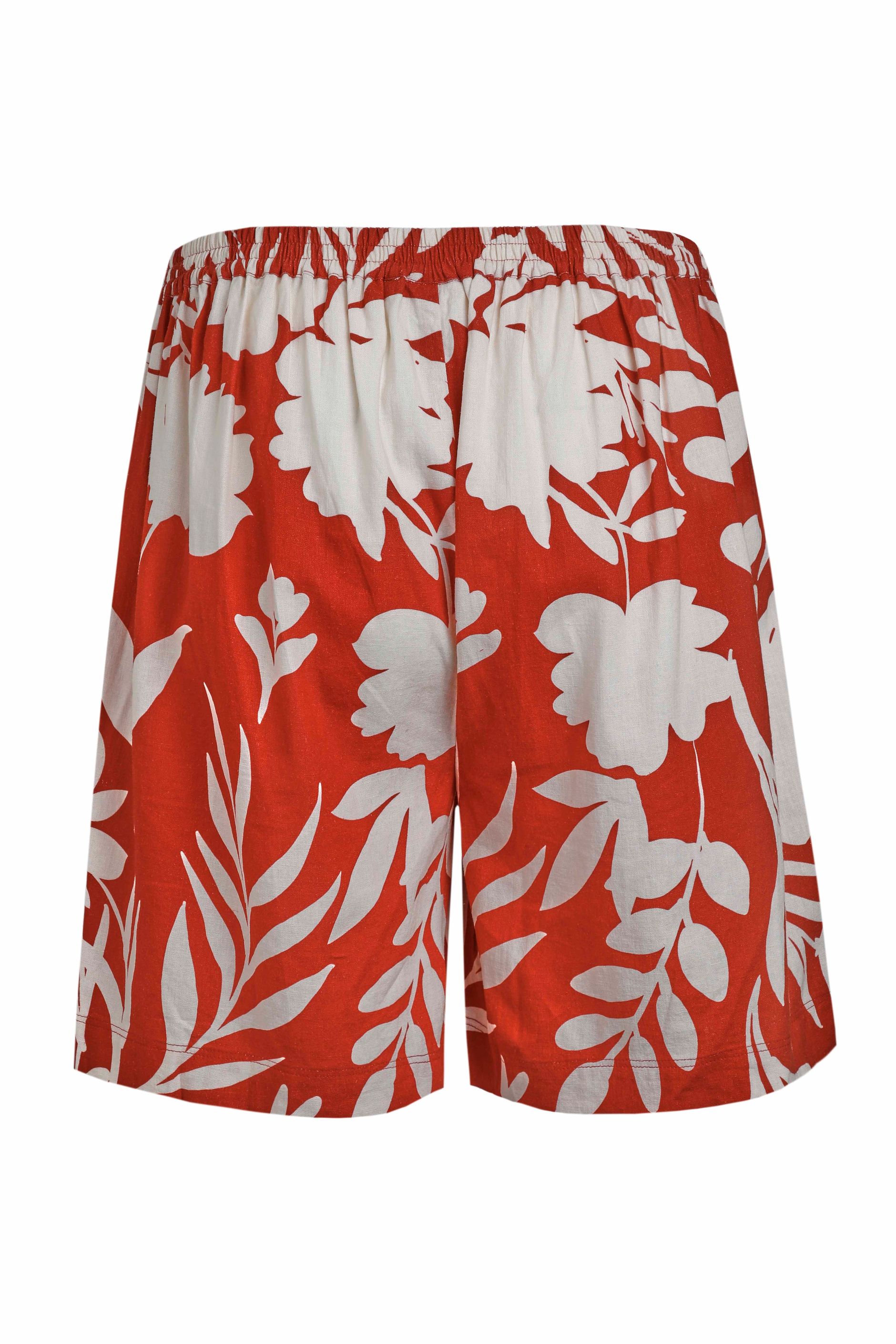 Aloha Linen Rich Printed Shorts Radical Red | Weird Fish