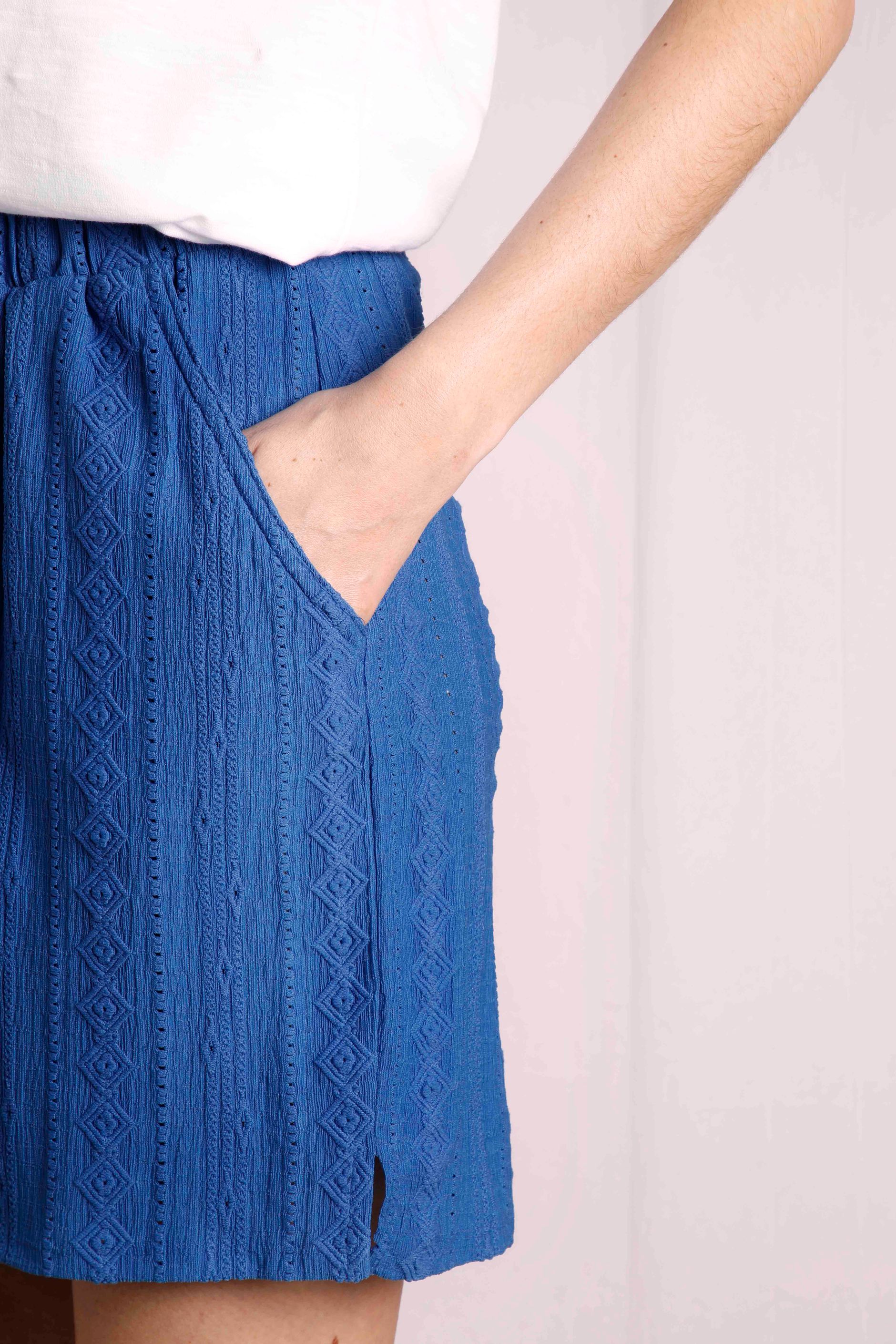 Mima Broderie Stretch Travel Shorts Cobalt Blue | Weird Fish