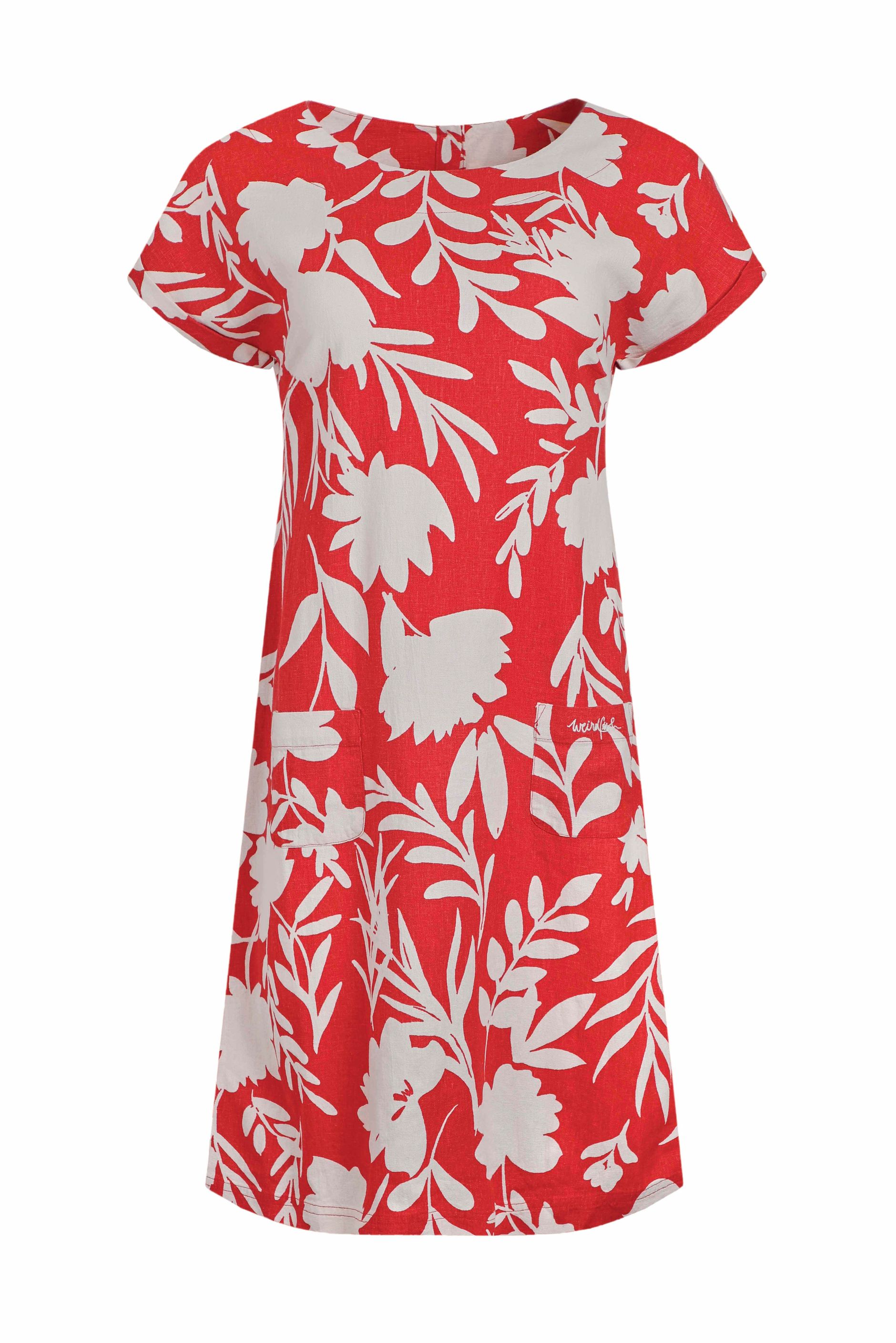 Orlando Linen Rich Pocket Dress Radical Red | Weird Fish
