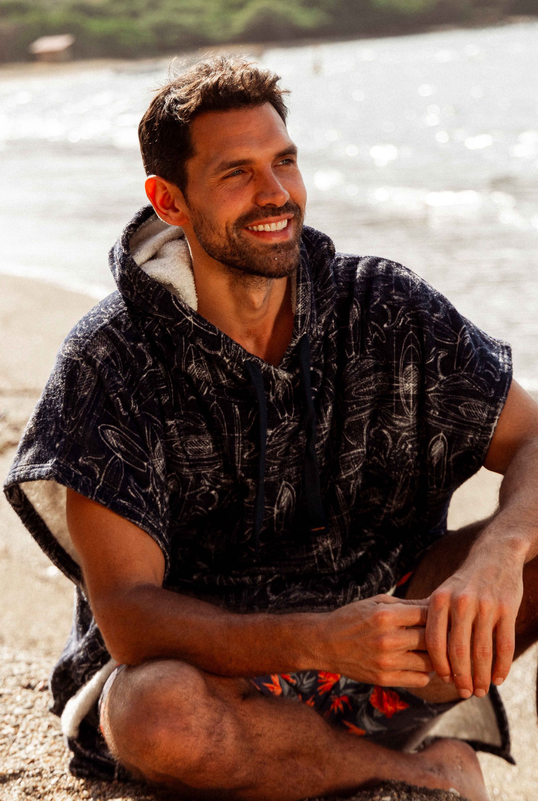 Darya Unisex Terry Towelling Changing Robe Dark Navy | Weird Fish