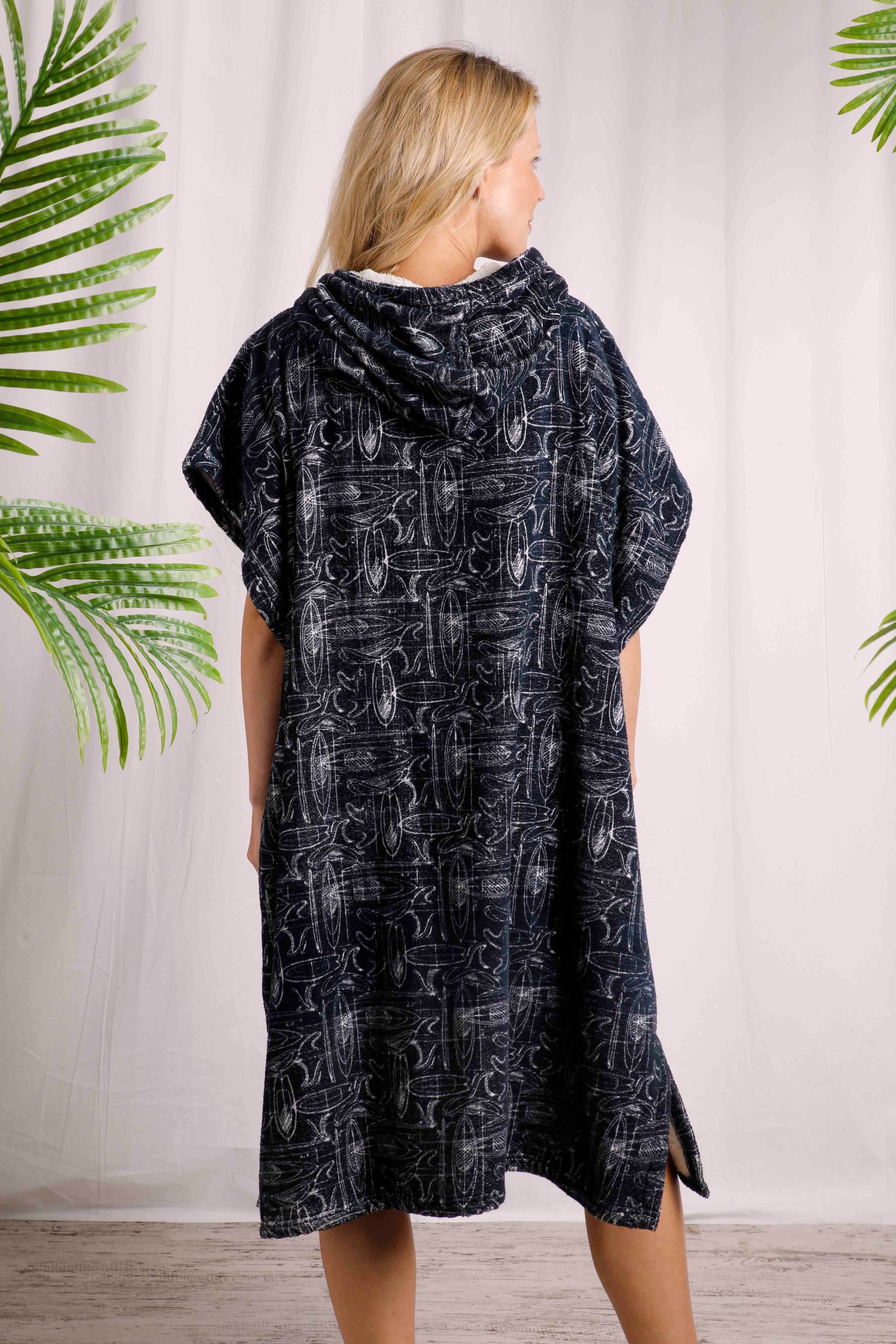 Darya Unisex Terry Towelling Changing Robe Dark Navy | Weird Fish