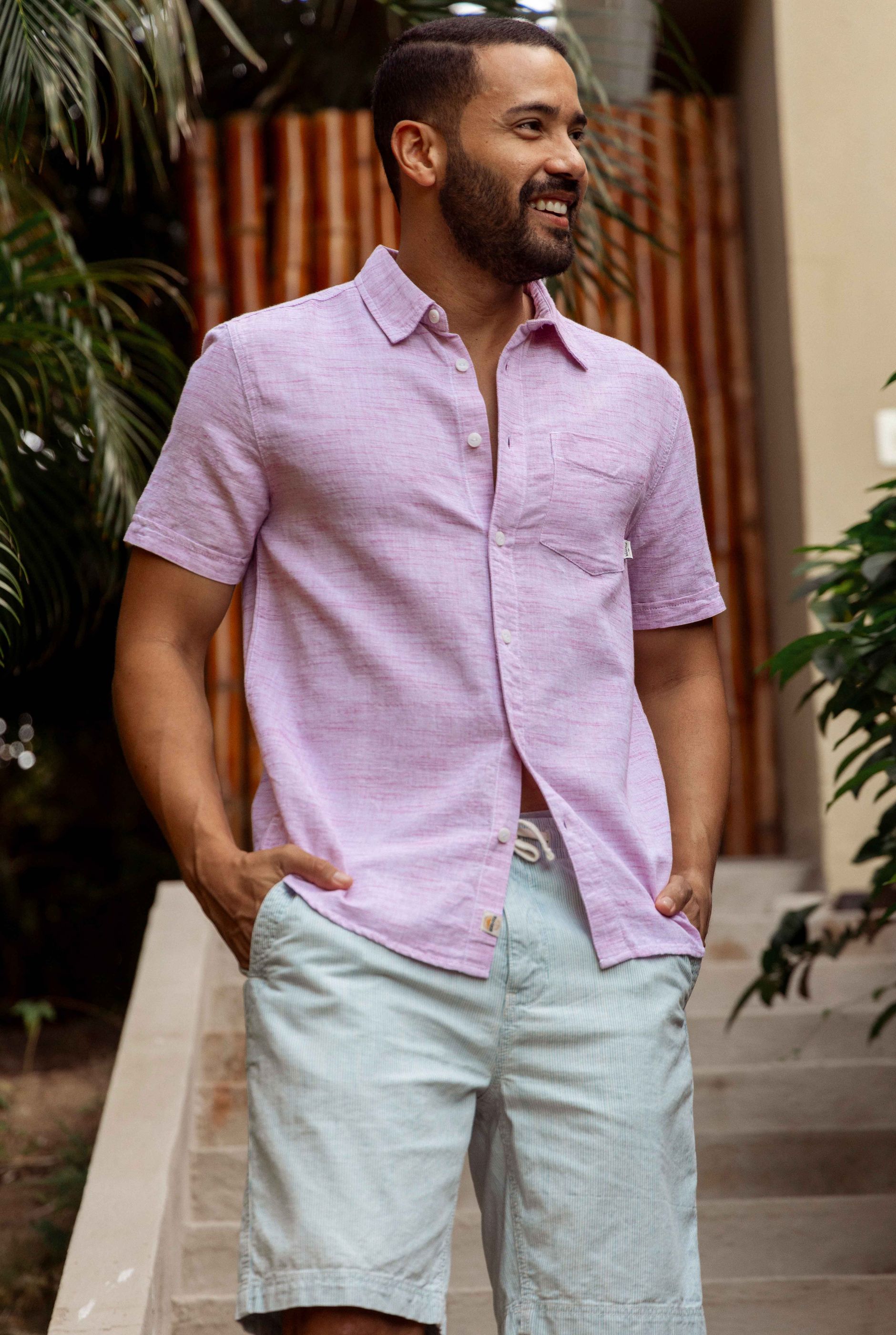Washton Linen Rich Short Sleeve Shirt Poppy | Weird Fish