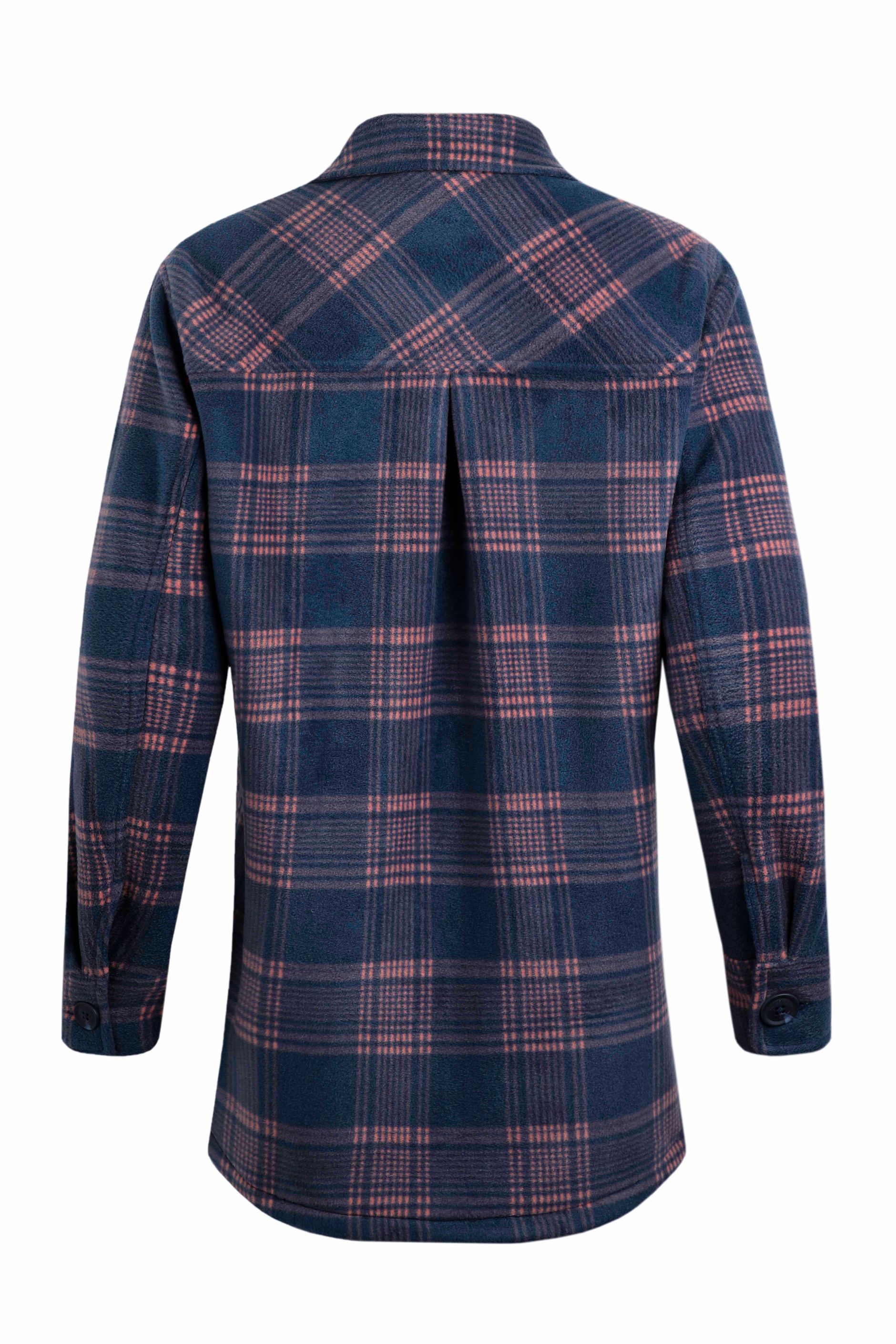 Autumn Oversized Check Fleece Shacket Blue Mirage | Weird Fish