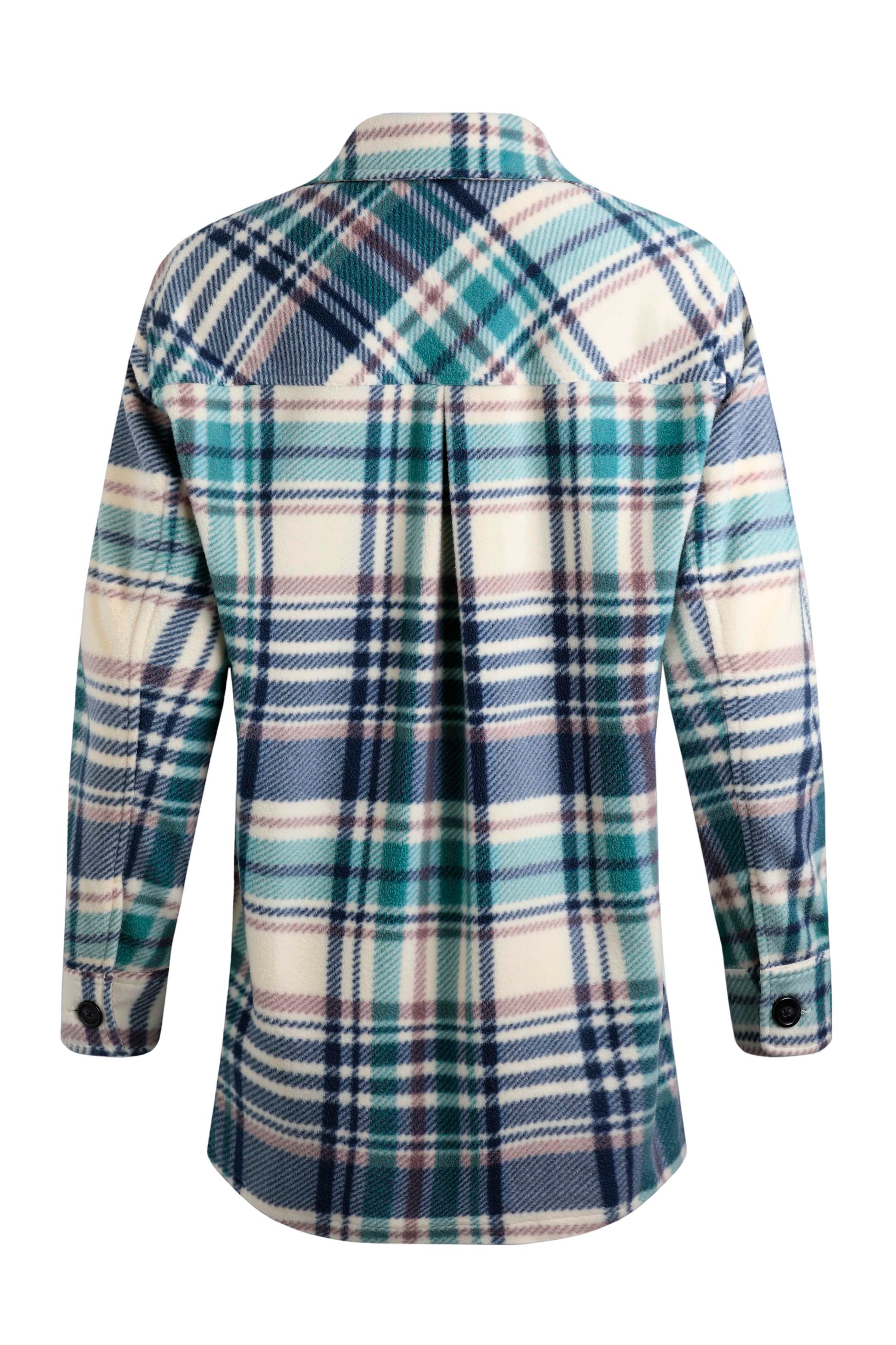 Autumn Oversized Check Fleece Shacket Dark Jade | Weird Fish