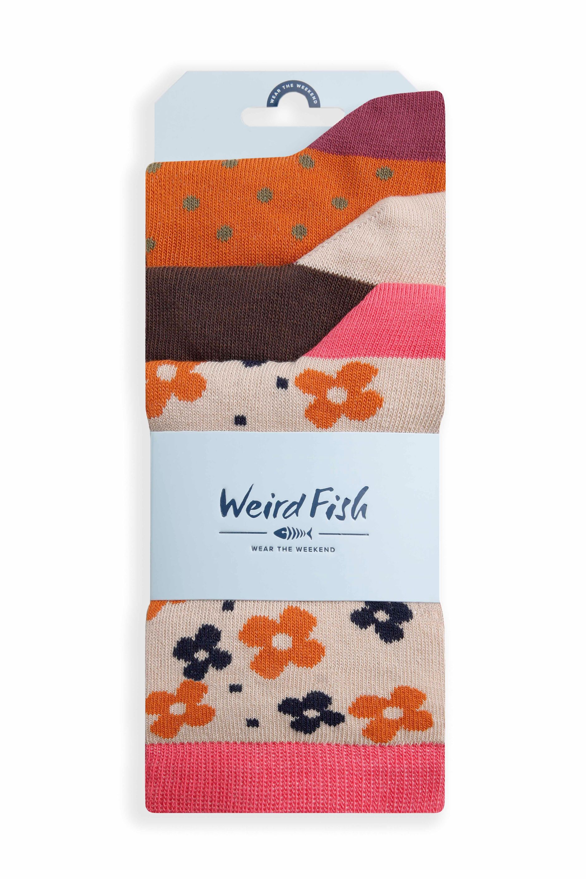 Parade Patterned Socks 3 Pack Brick Orange | Weird Fish
