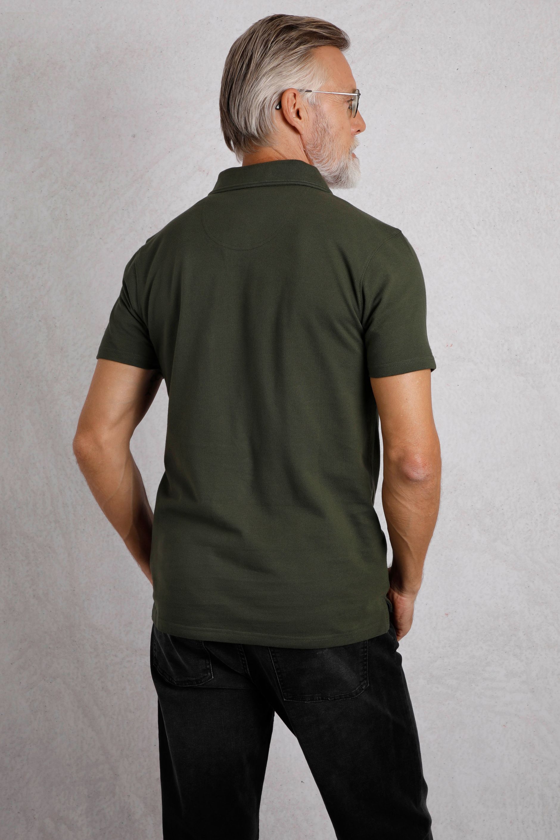Miles Organic Cotton Pique Polo Deep Lichen Green | Weird Fish