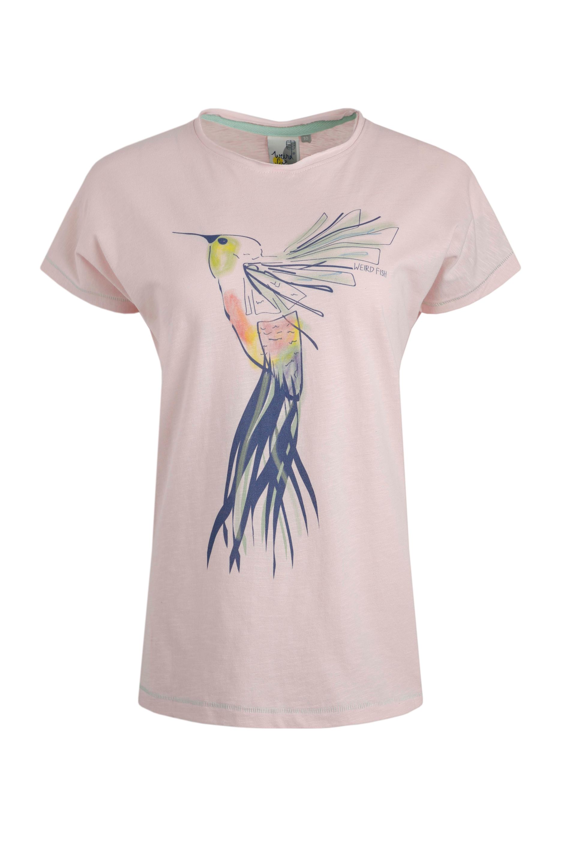 Hummingbird Organic Cotton Front Print T-Shirt Pink | Weird Fish