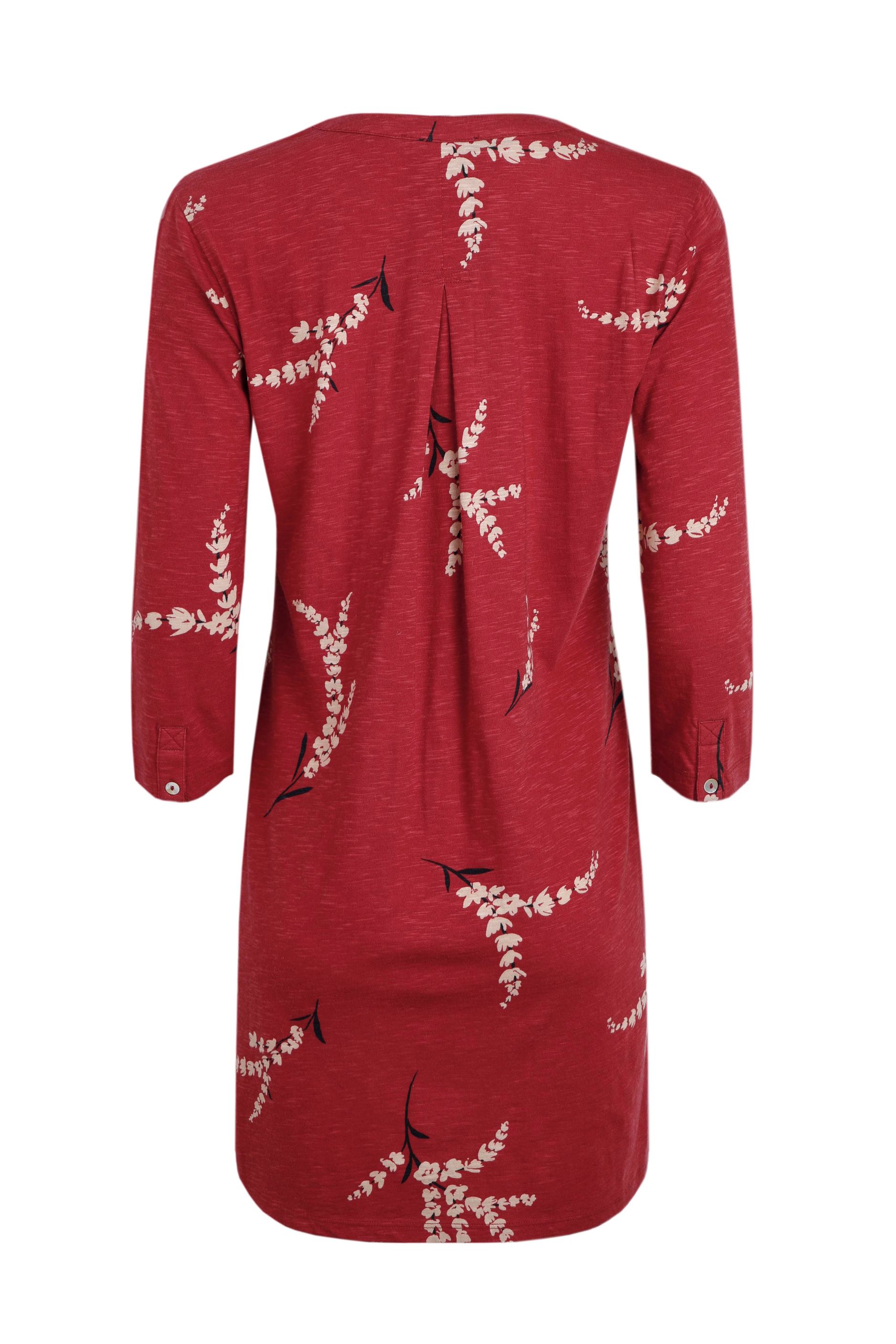 Ava Printed Slub Tunic Red | Weird Fish