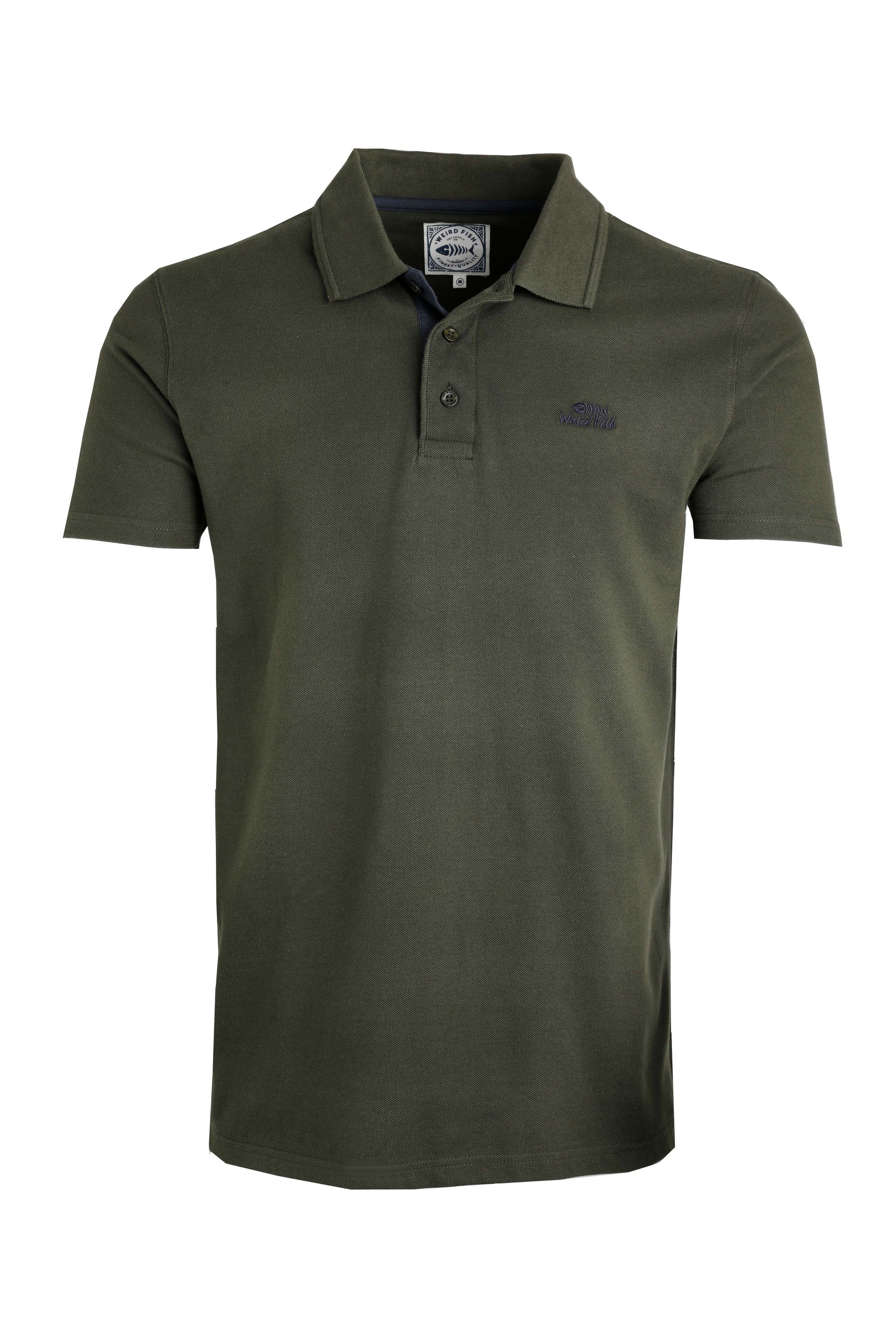 Miles Organic Cotton Pique Polo Deep Lichen Green | Weird Fish
