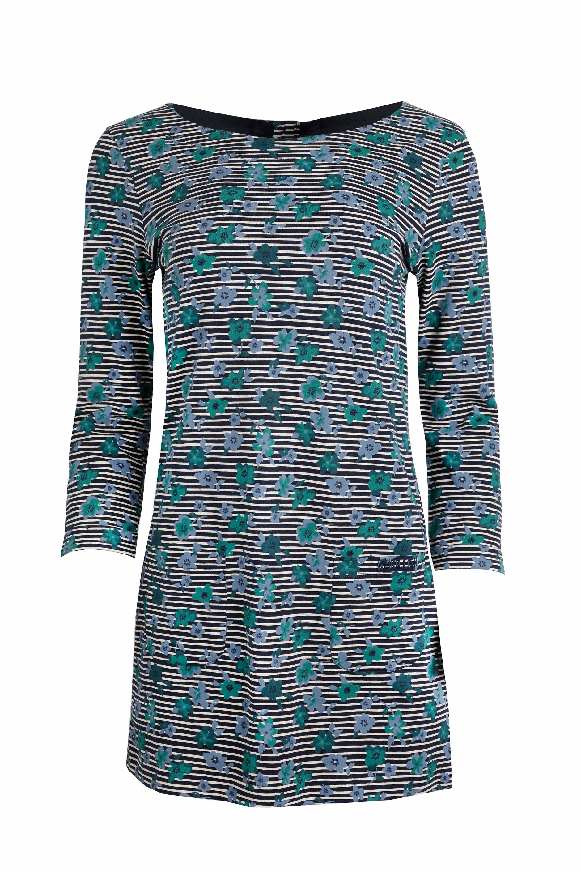 Charlotte Organic Cotton Printed Jersey Tunic Navy Blue | Weird Fish