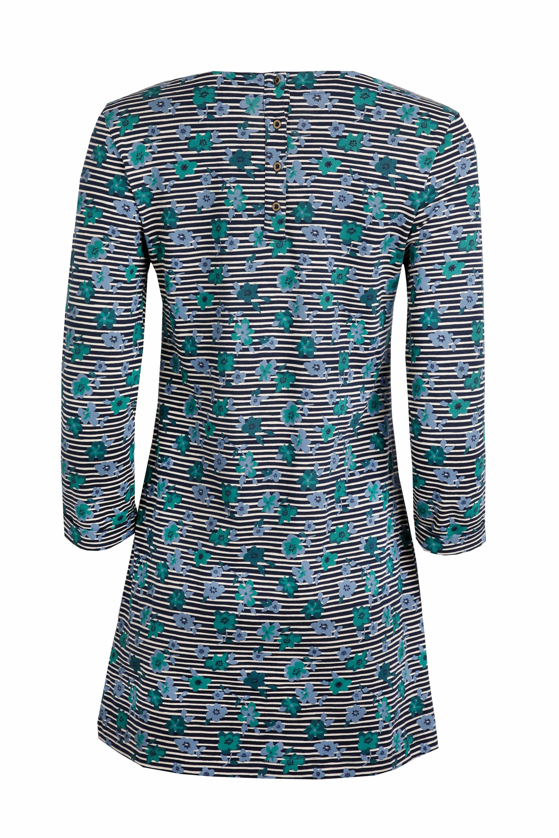 Charlotte Organic Cotton Printed Jersey Tunic Navy Blue | Weird Fish