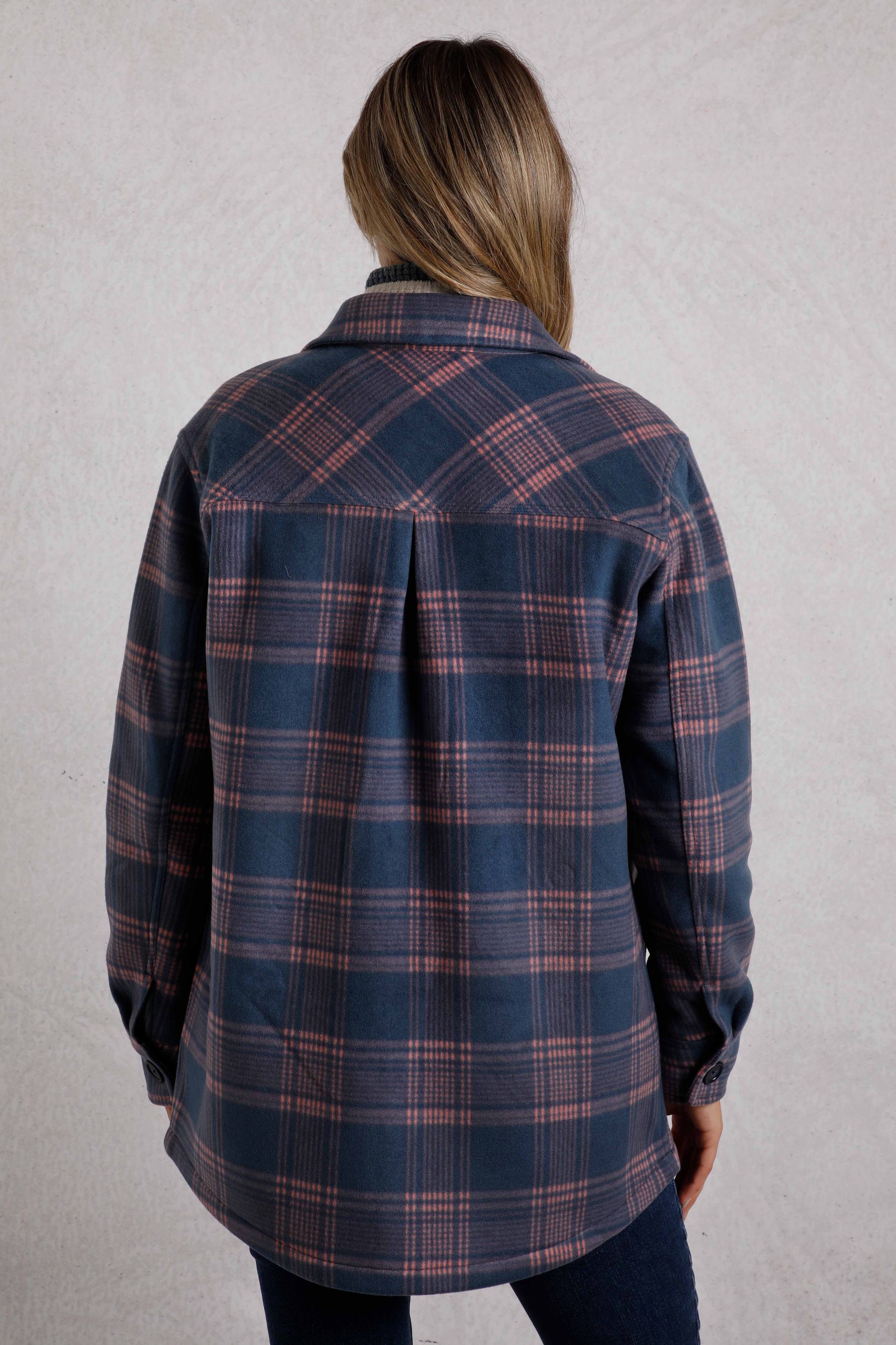 Autumn Oversized Check Fleece Shacket Blue Mirage | Weird Fish