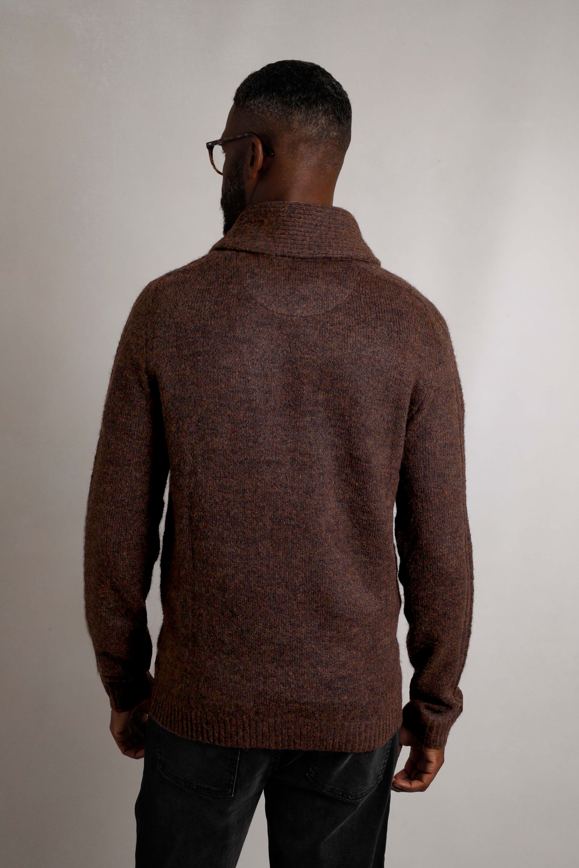Graham Eco Shawl Collar Jumper Chocolate | Weird Fish