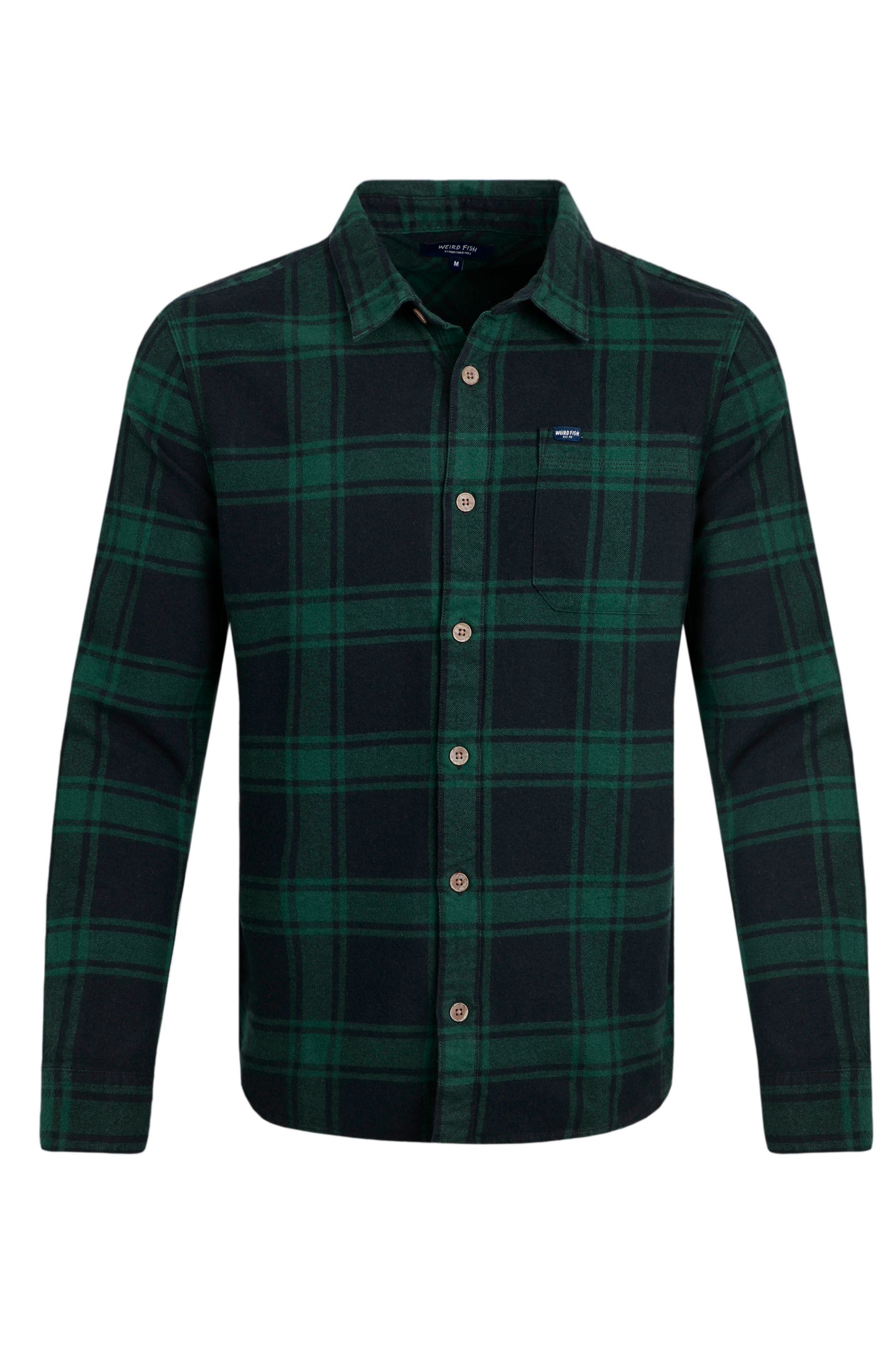 Chester Organic Cotton Flannel Check Shirt Navy | Weird Fish