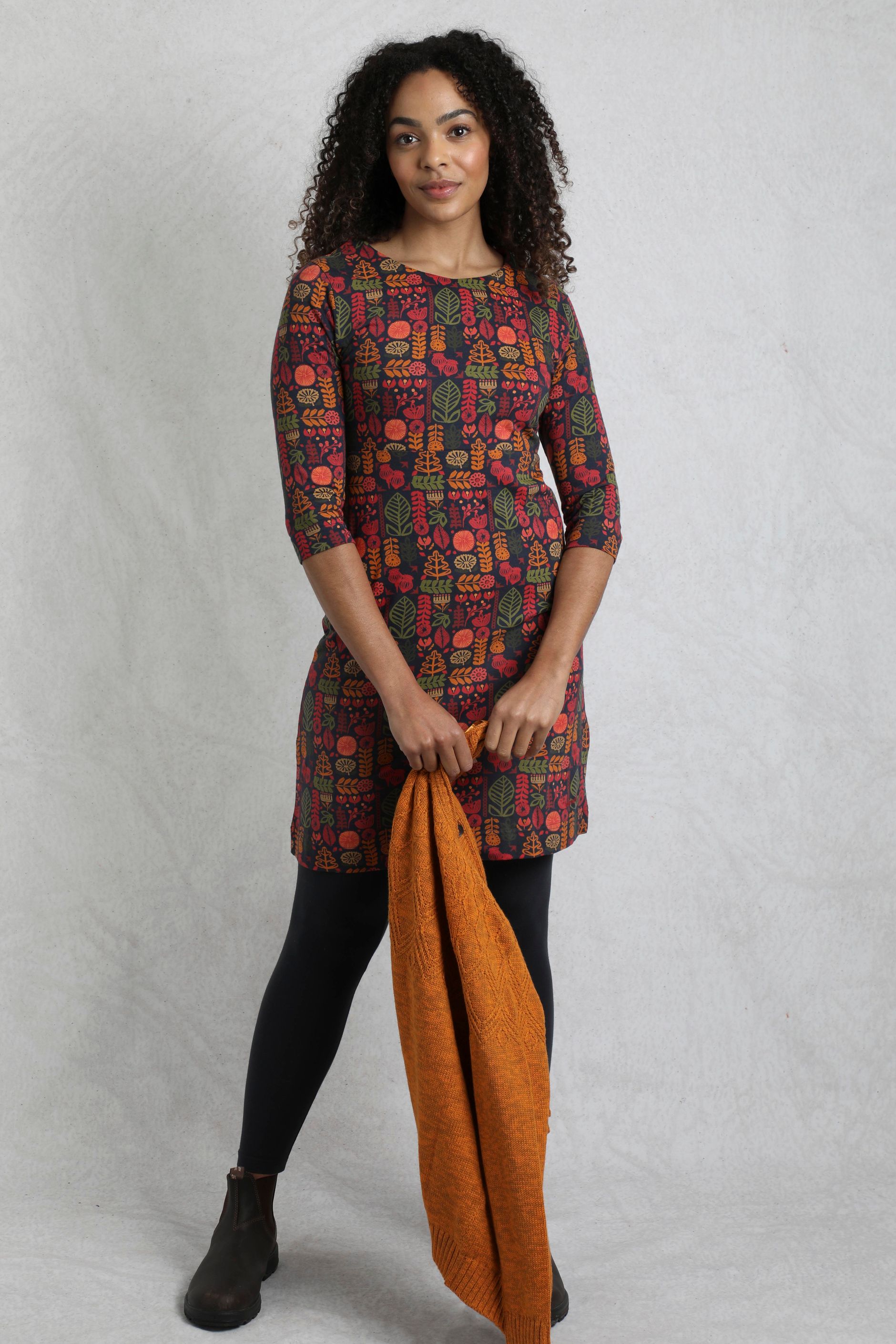 Shafika Printed Jersey Dress Navy | Weird Fish