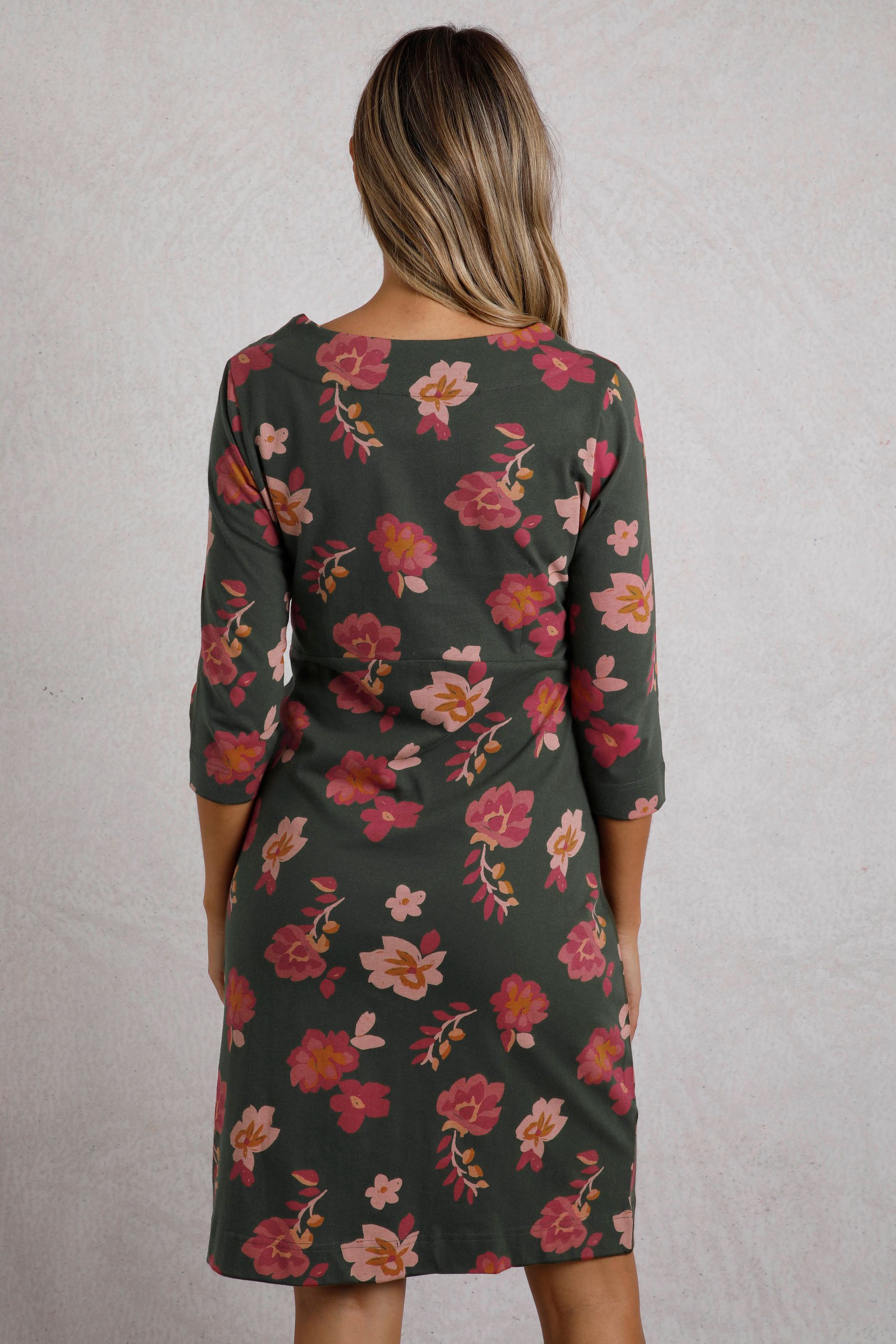 Shafika Printed Jersey Dress Olive | Weird Fish
