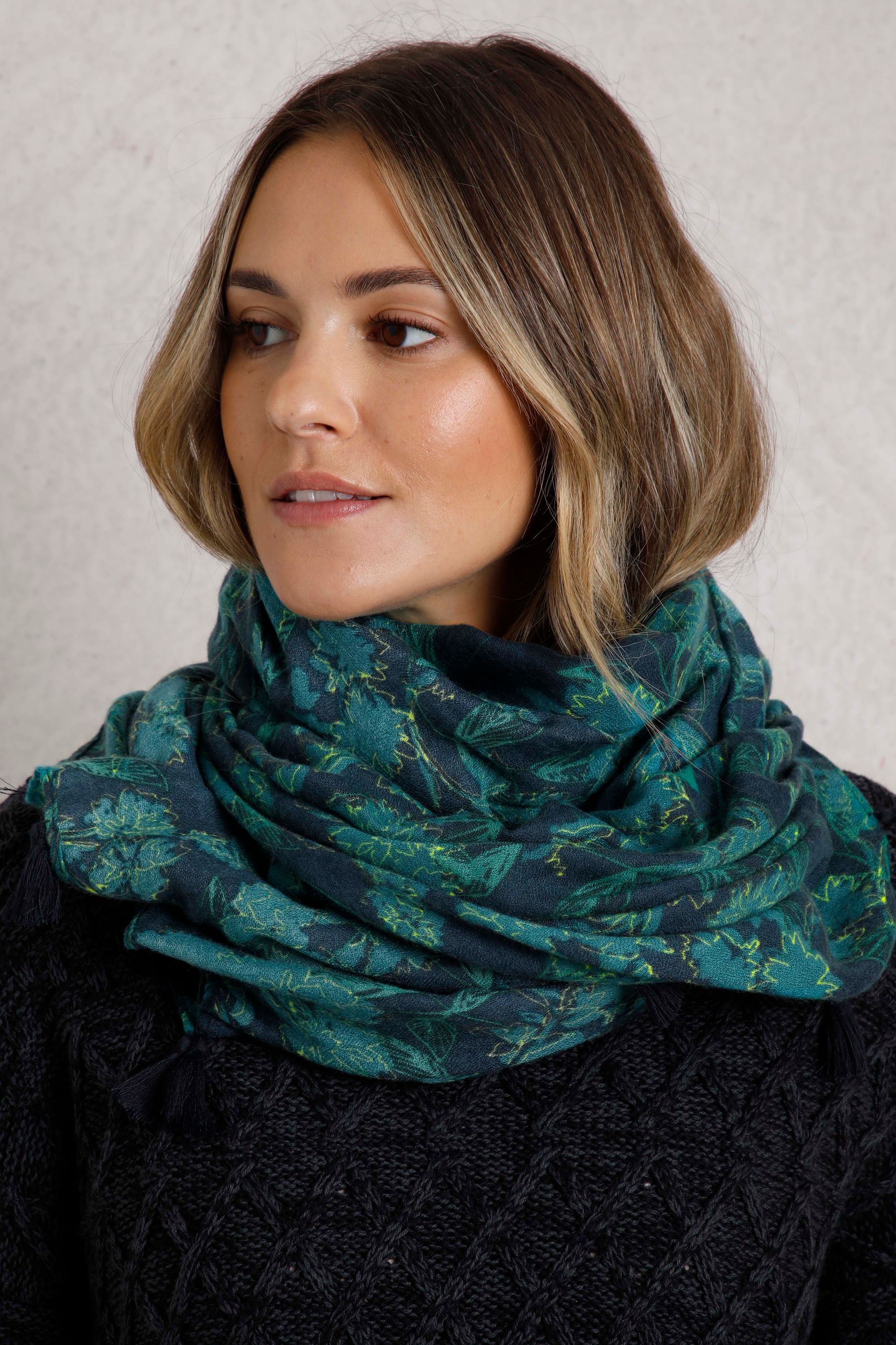 Marelia Eco Printed Scarf Night Blue Weird Fish