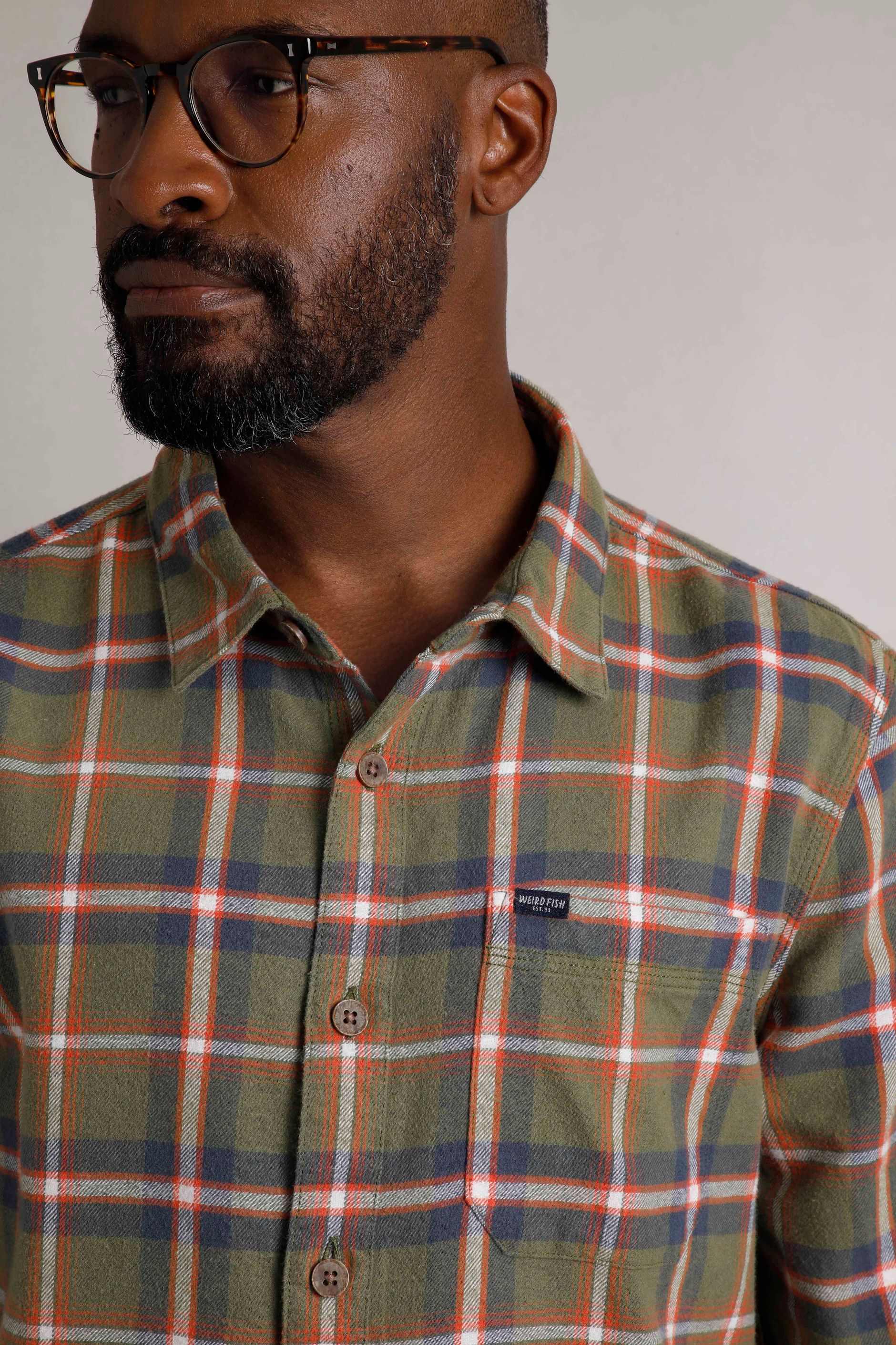 Chester Organic Cotton Flannel Check Shirt Celery | Weird Fish