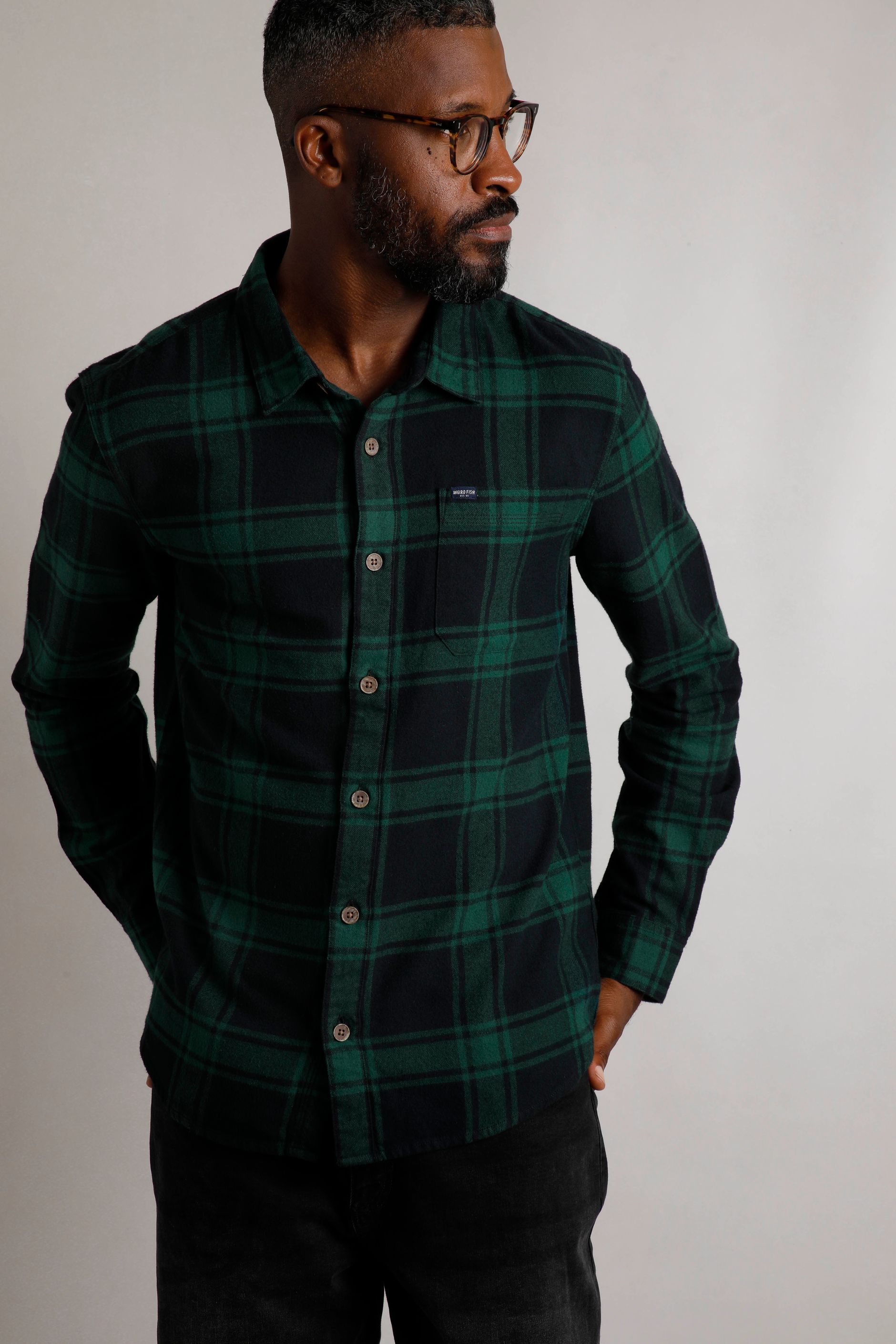 Chester Organic Cotton Flannel Check Shirt Navy | Weird Fish