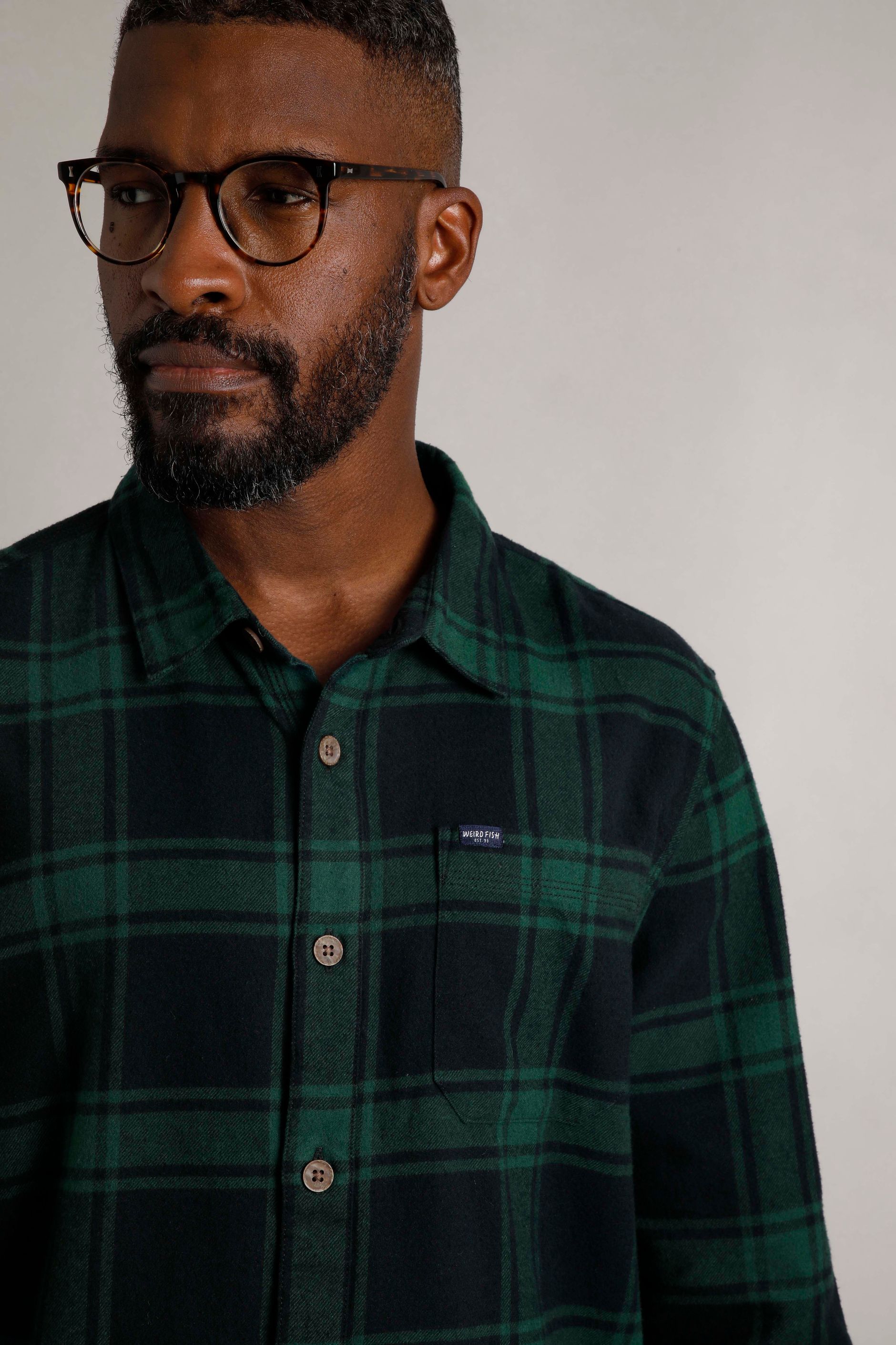 Chester Organic Cotton Flannel Check Shirt Navy | Weird Fish