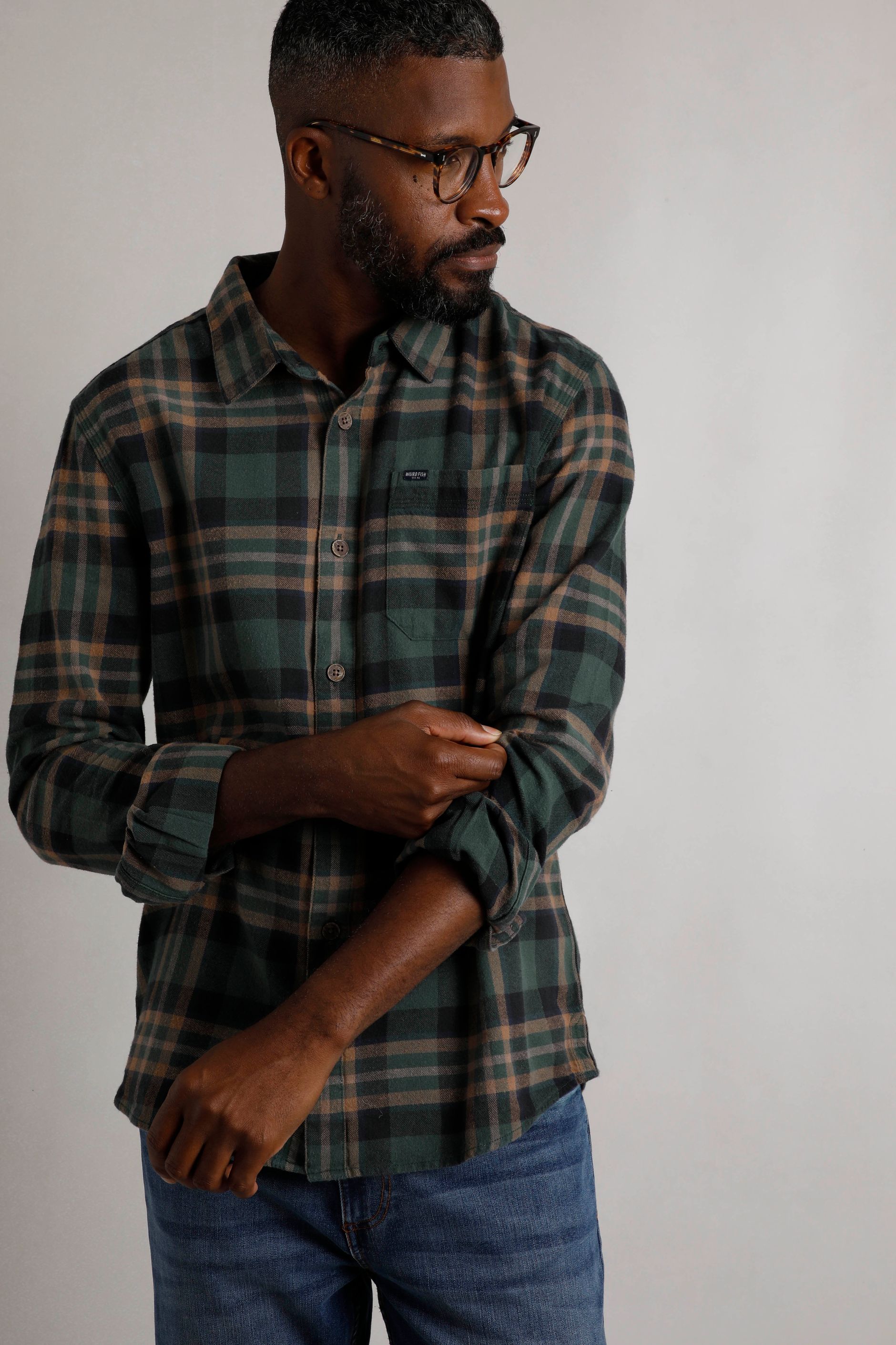 Chester Organic Cotton Flannel Check Shirt Tan | Weird Fish