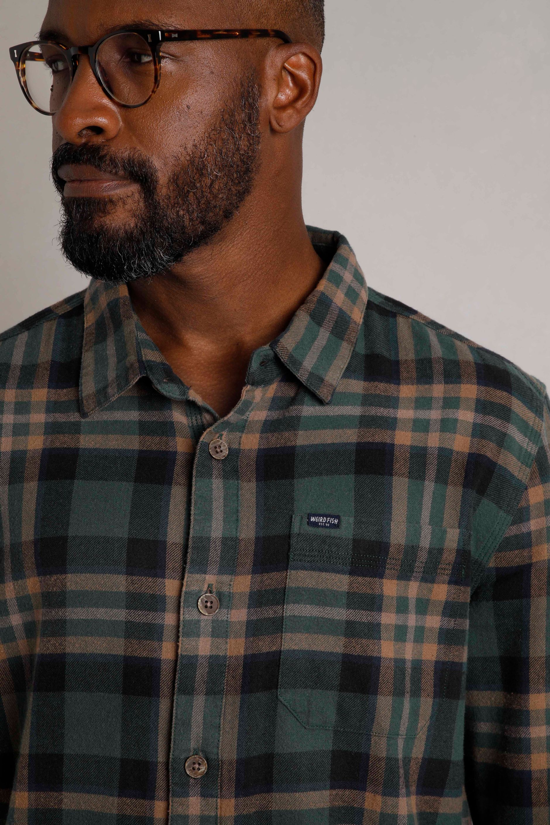 Chester Organic Cotton Flannel Check Shirt Tan | Weird Fish