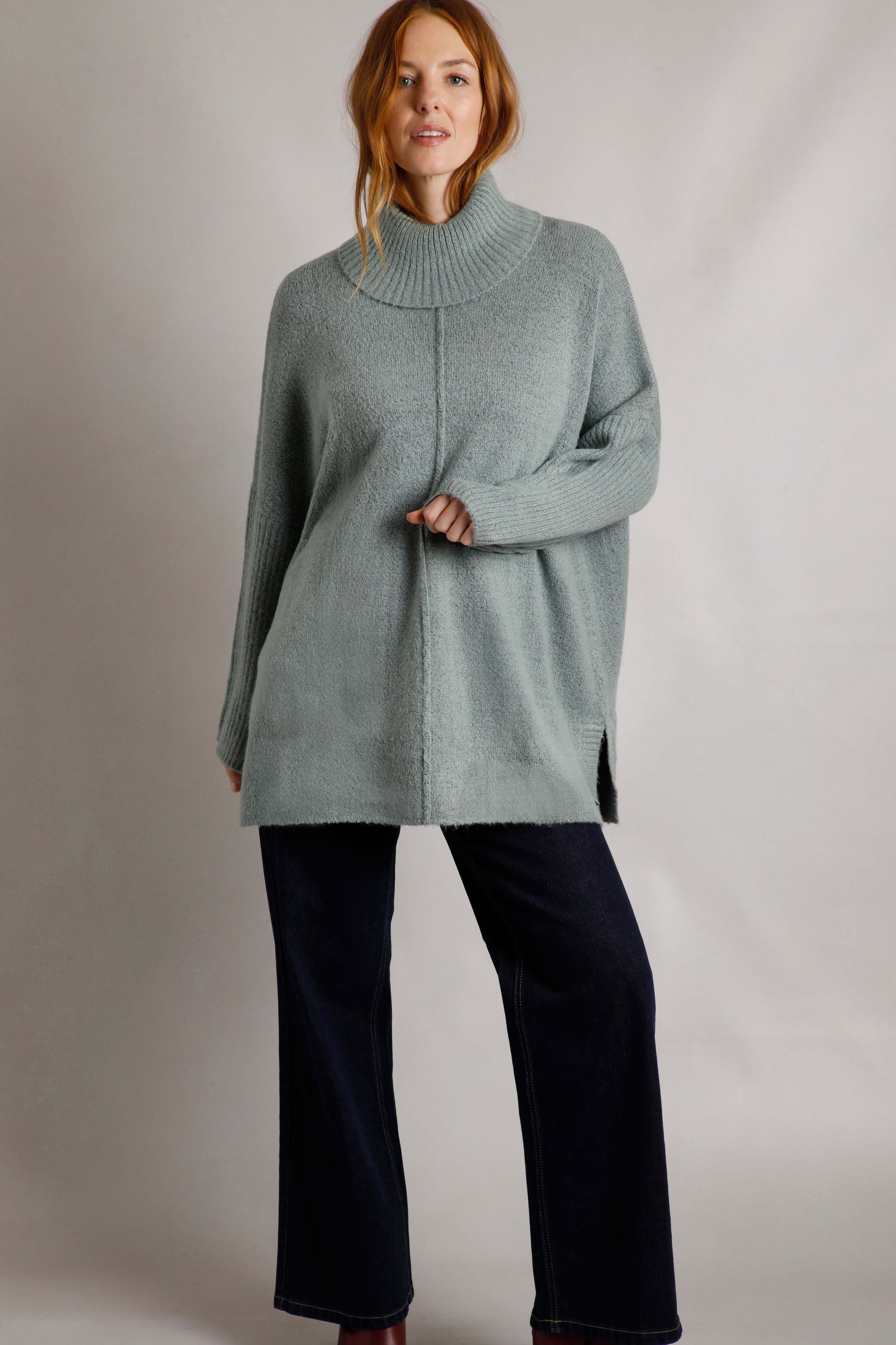 Carolyn Knitted Roll Neck Tunic Frosty Spruce | Weird Fish