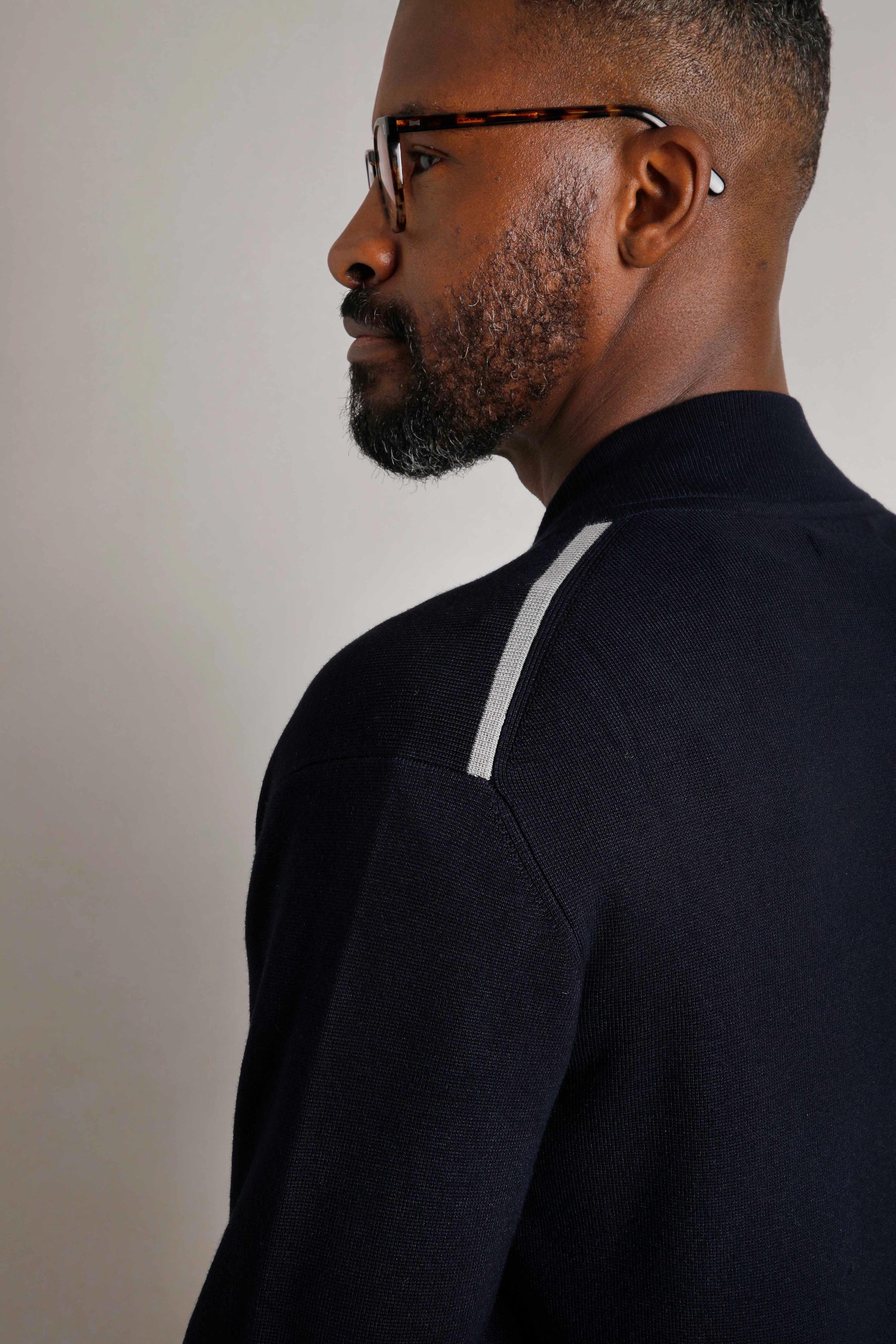 Carter Knitted Full Zip Bomber Jacket Midnight | Weird Fish