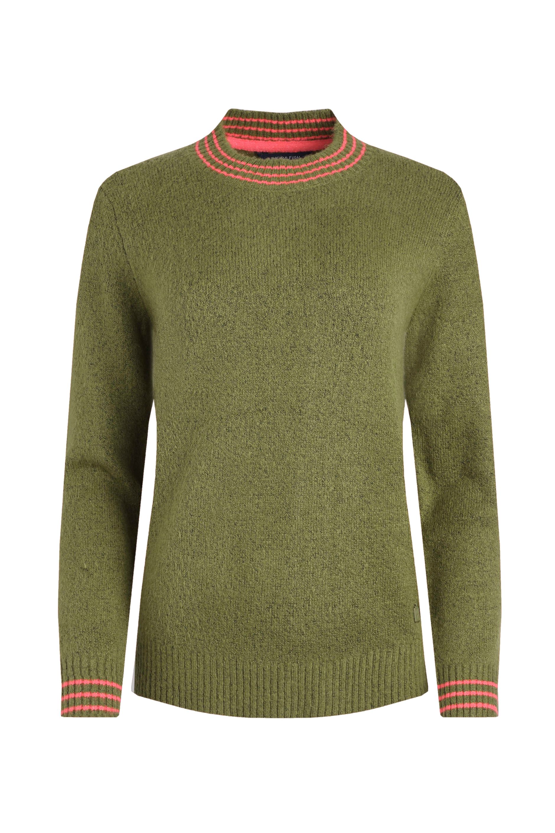 Dawkins Tipped Jumper Olive Green | Weird Fish