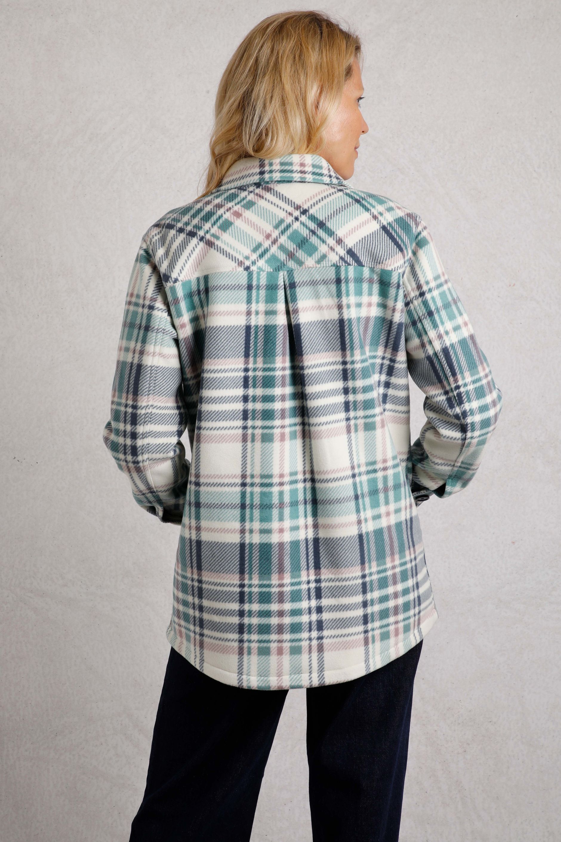 Autumn Oversized Check Fleece Shacket Dark Jade | Weird Fish